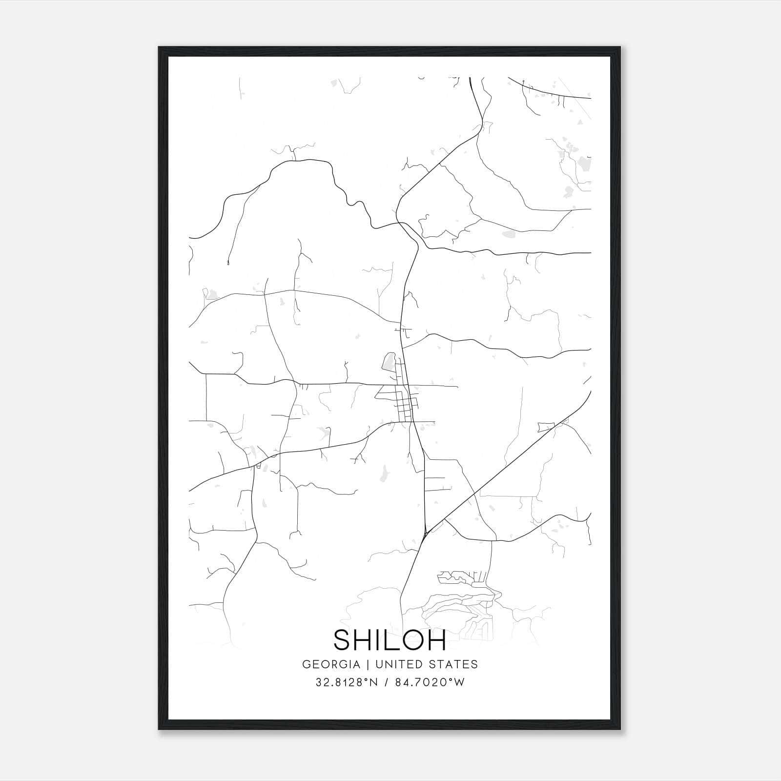 Shiloh Georgia Map Poster, Modern Home Decor Wall Art Print - Custom ...