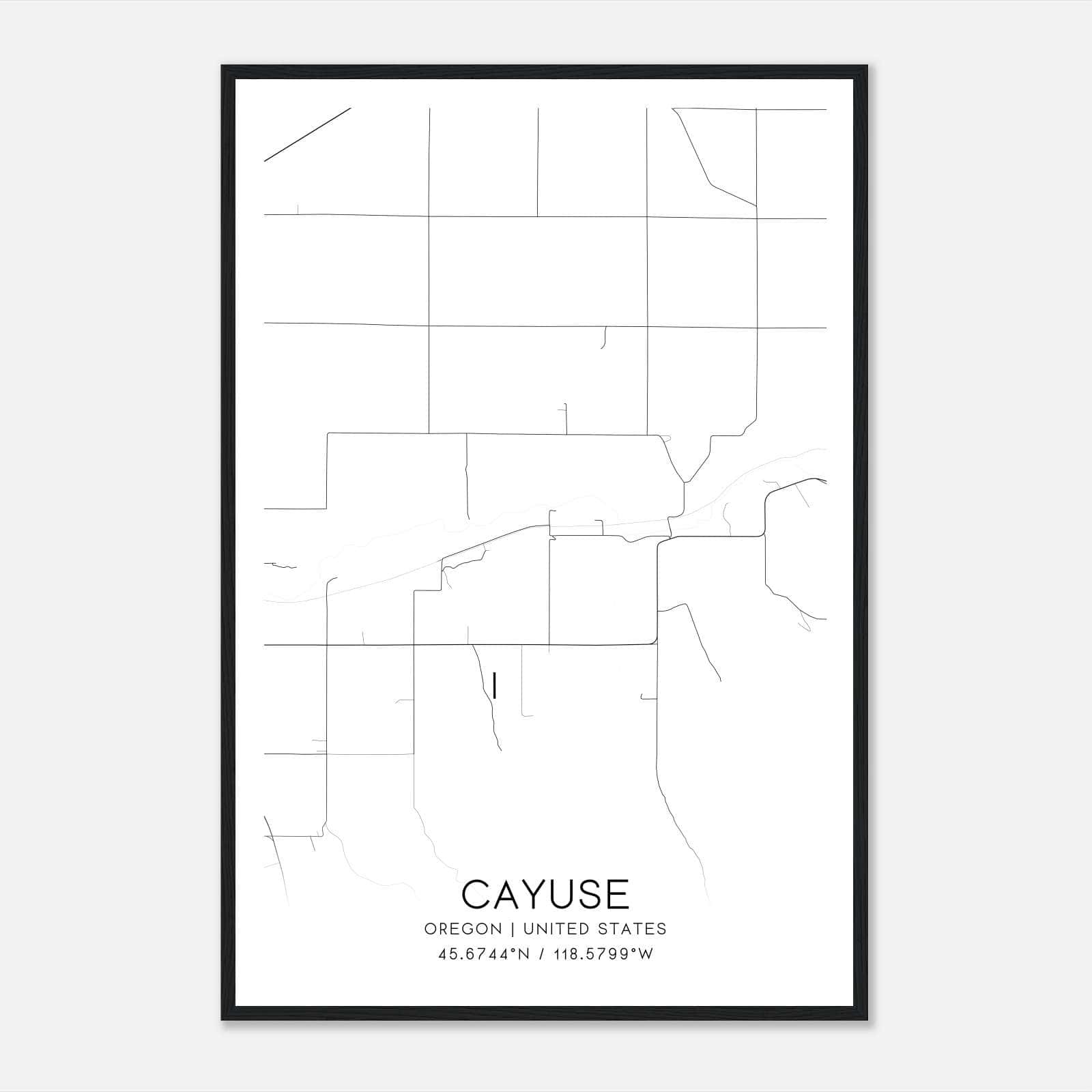 Cayuse Oregon Map Poster, Modern Home Decor Wall Art Print - Custom ...