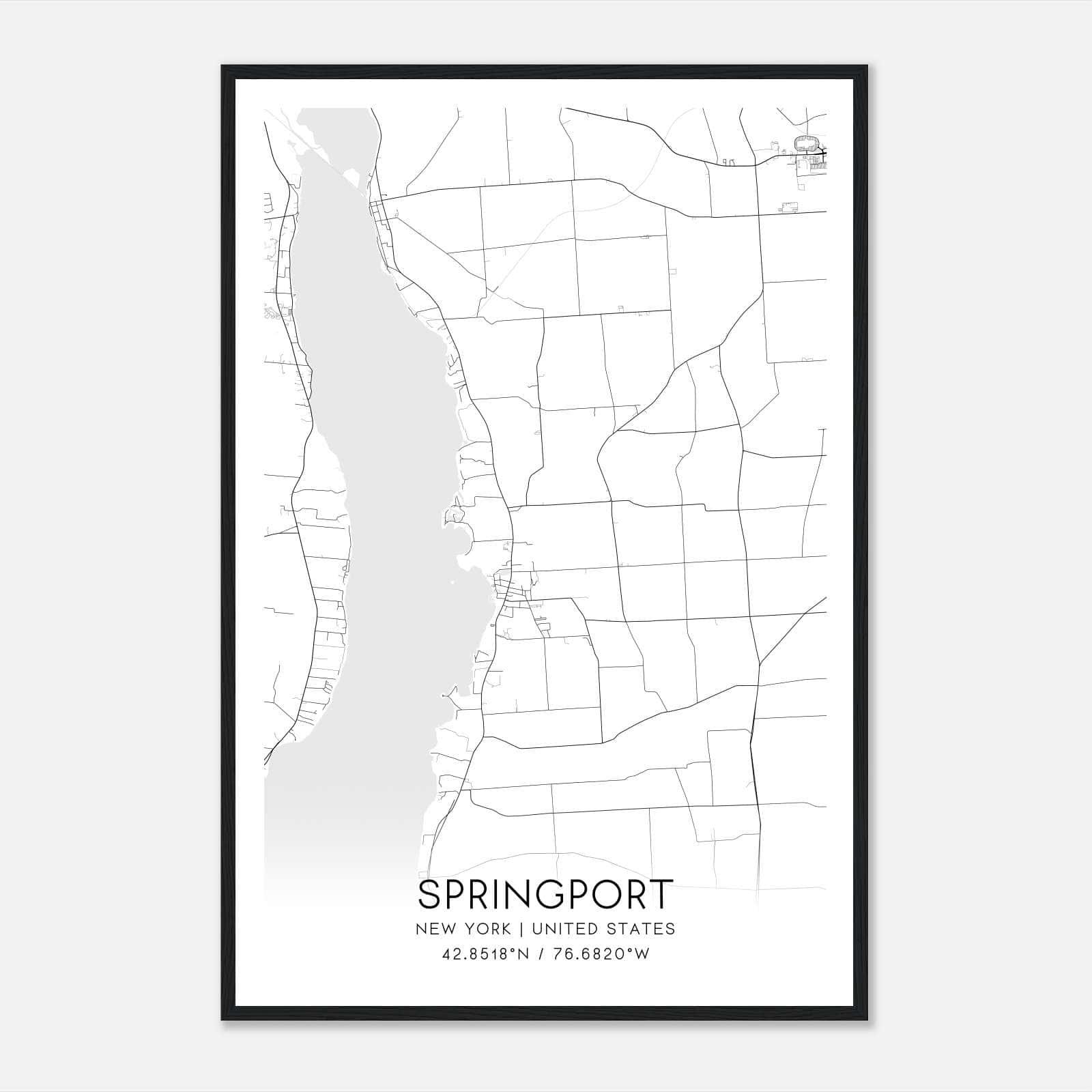 Springport New York Map Poster, Modern Home Decor Wall Art Print ...