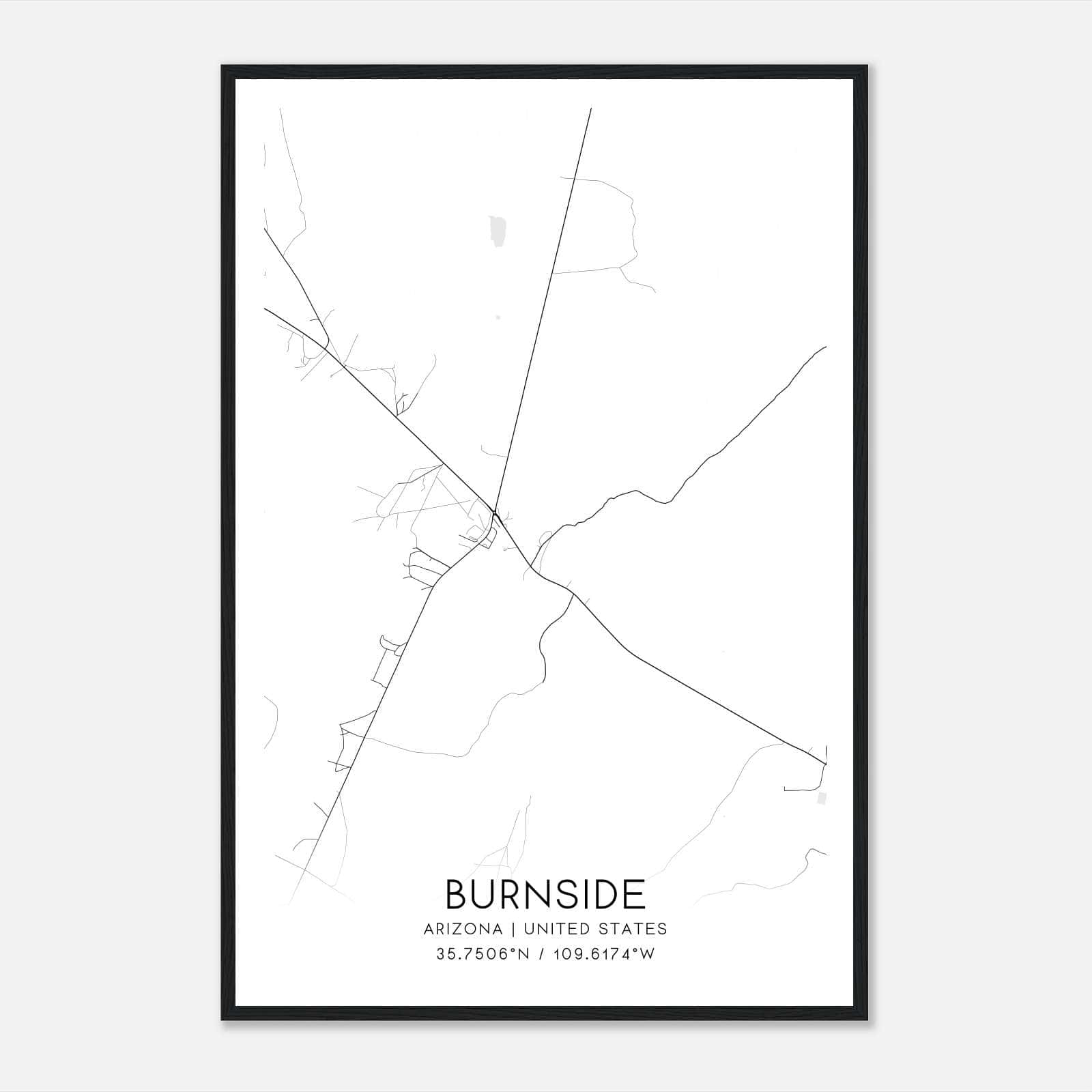 Burnside Arizona Map Poster, Modern Home Decor Wall Art Print - Custom ...