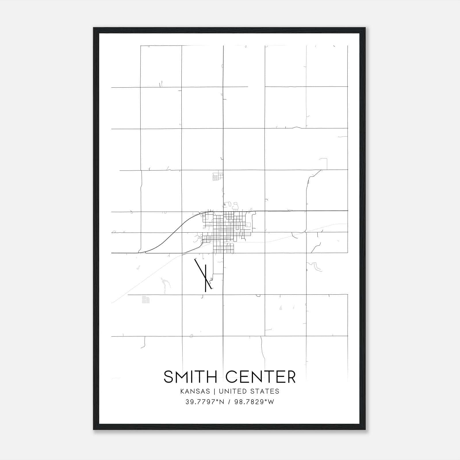 Smith Center Kansas Map Poster, Modern Home Decor Wall Art Print ...