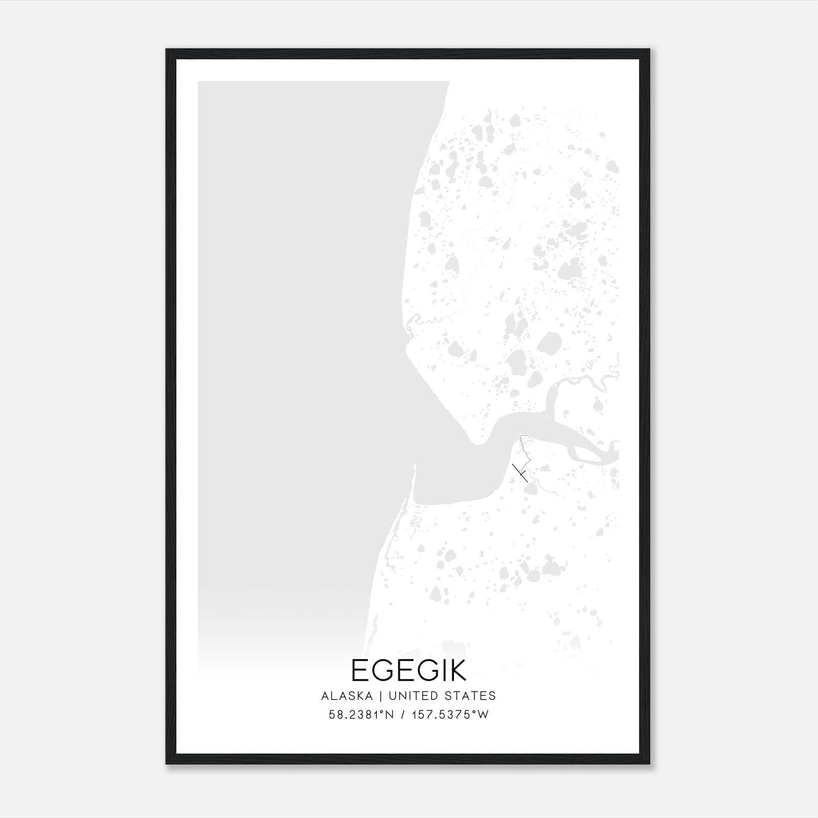 Egegik Alaska Map Poster, Modern Home Decor Wall Art Print - Custom ...