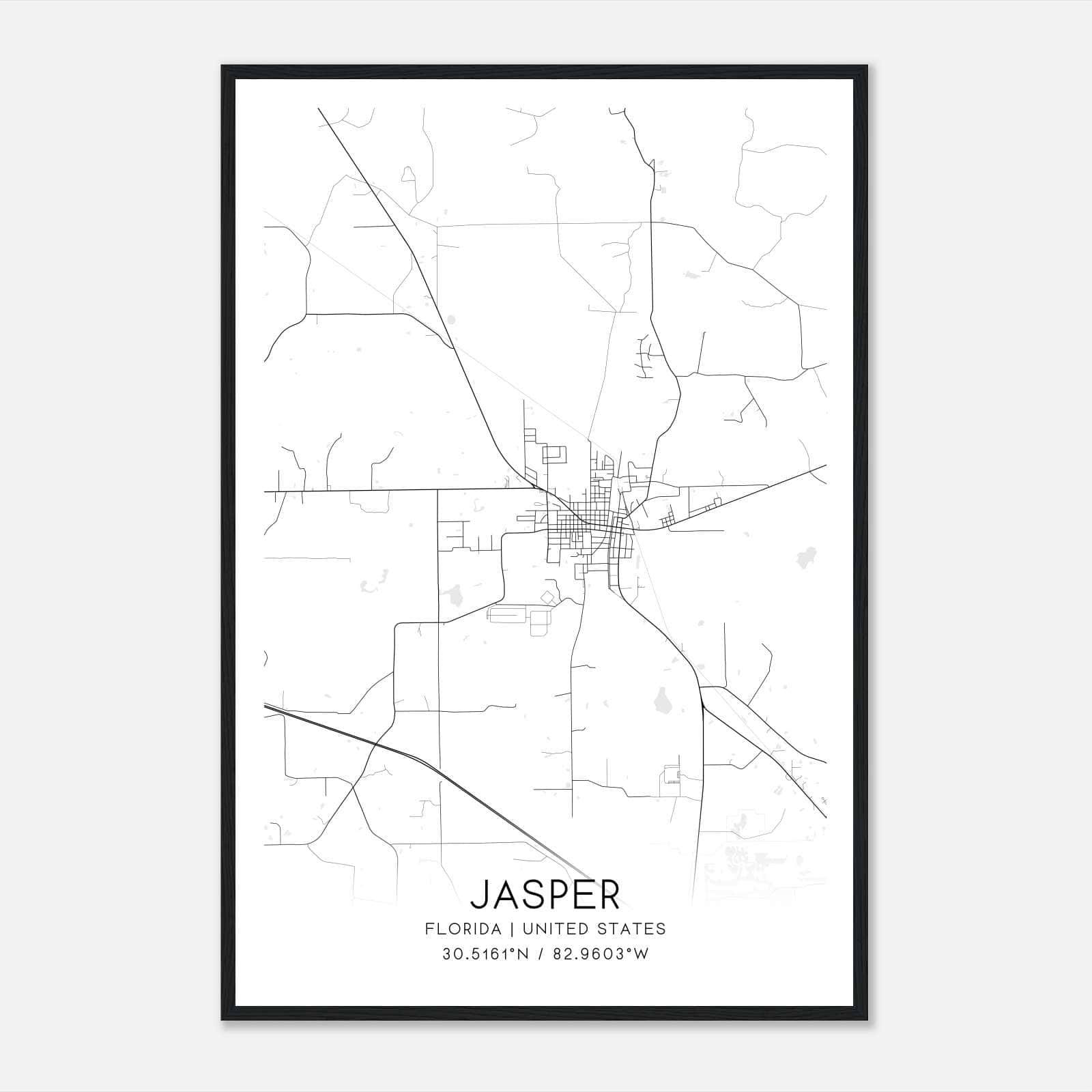 Jasper Florida Map Poster, Modern Home Decor Wall Art Print - Custom ...