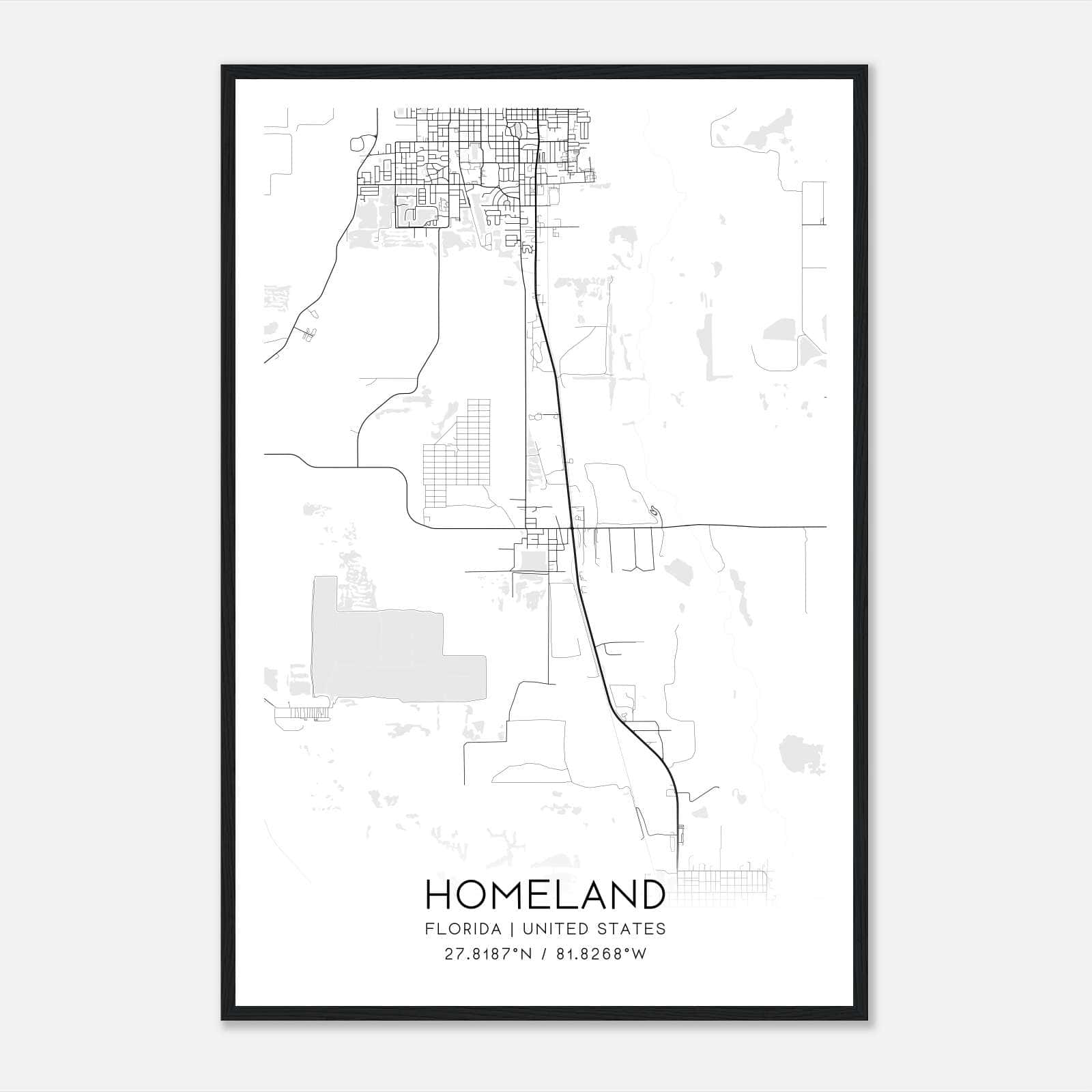 Homeland Florida Map Poster, Modern Home Decor Wall Art Print - Custom ...