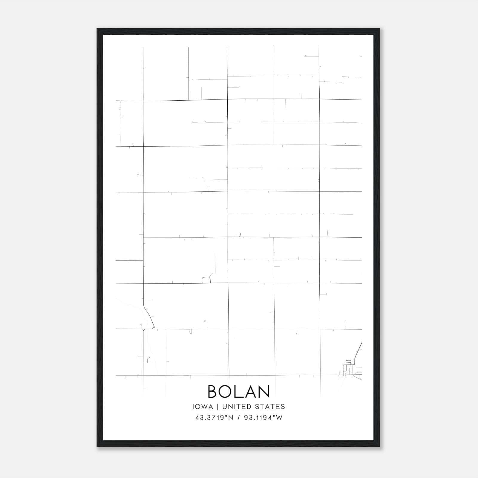 Bolan Iowa Map Poster, Modern Home Decor Wall Art Print - Custom Maps ...