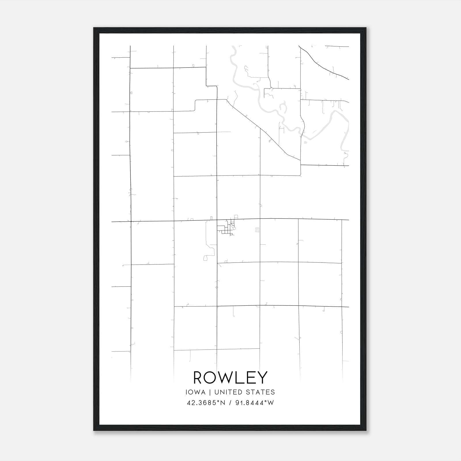 Rowley Iowa Map Poster, Modern Home Decor Wall Art Print - Custom Maps ...