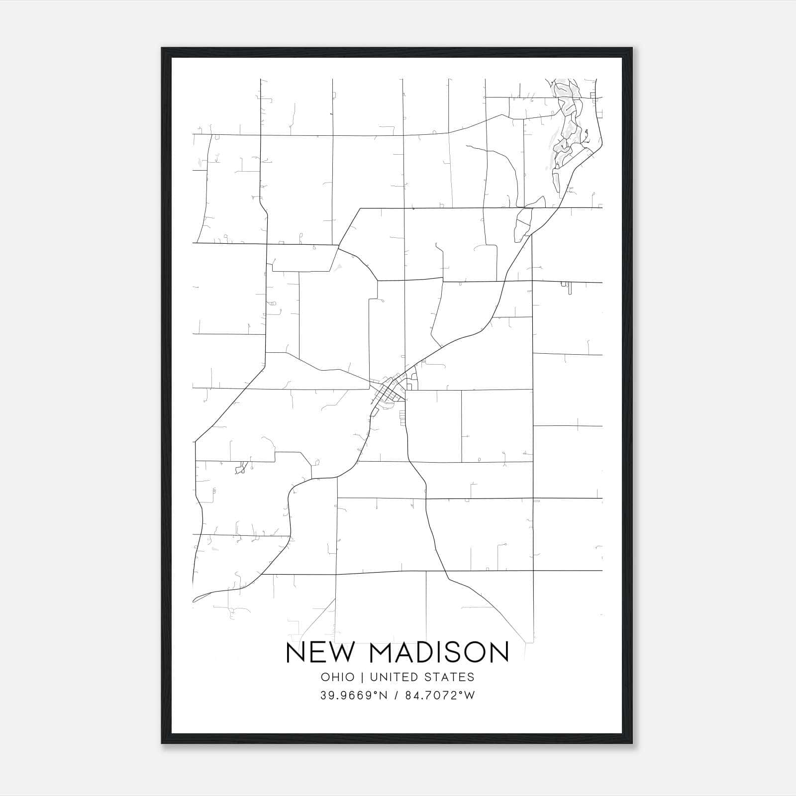 New Madison Ohio Map Poster, Modern Home Decor Wall Art Print - Custom ...
