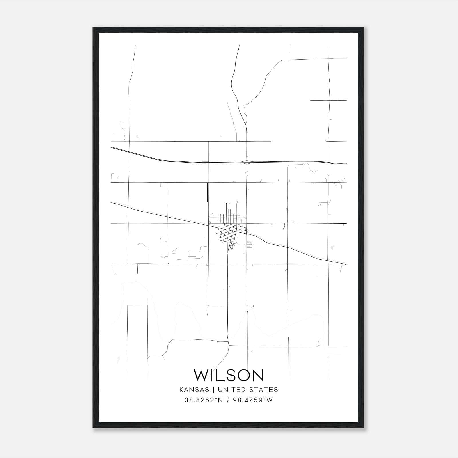 Wilson Kansas Map Poster, Modern Home Decor Wall Art Print - Custom ...