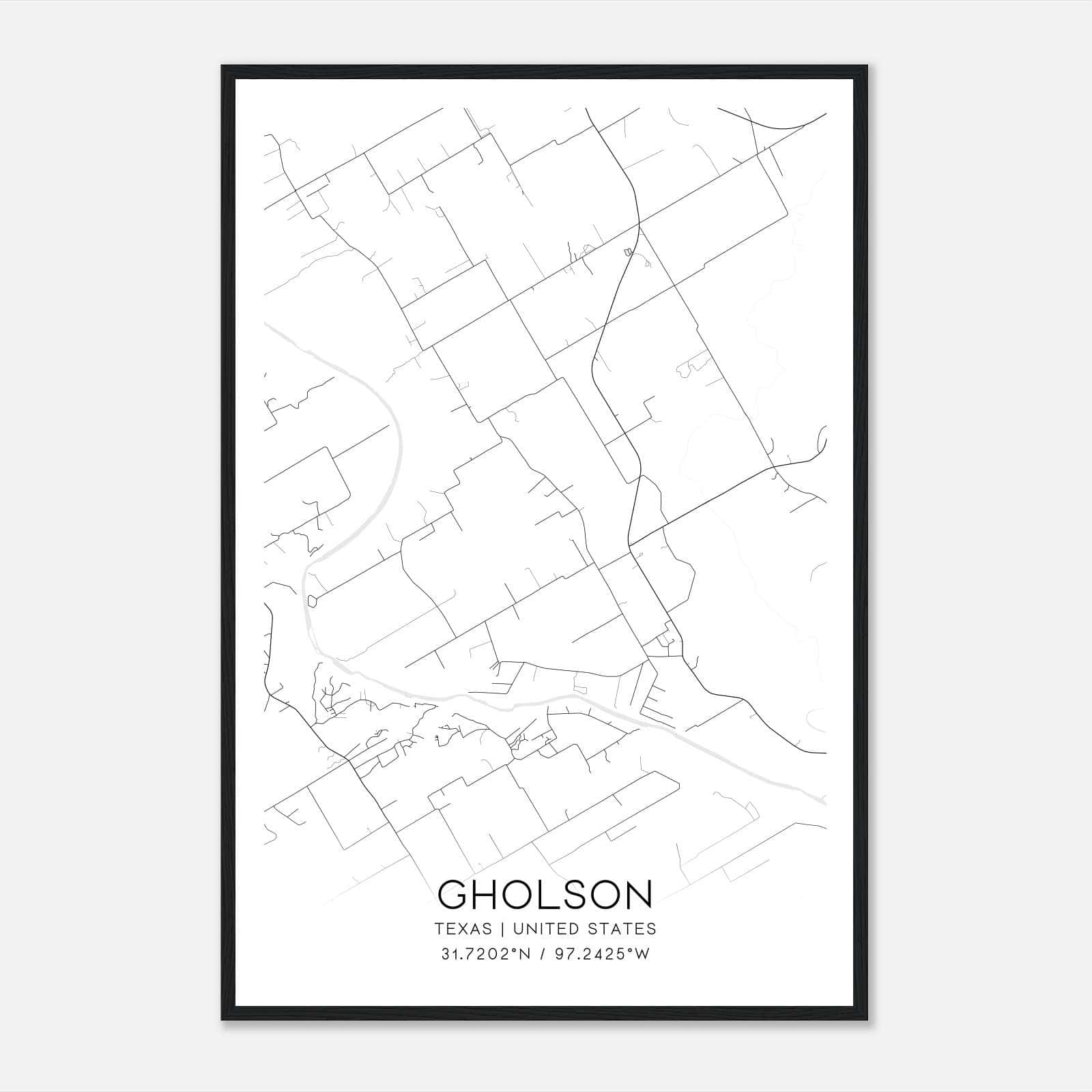 Gholson Texas Map Poster, Modern Home Decor Wall Art Print - Custom ...