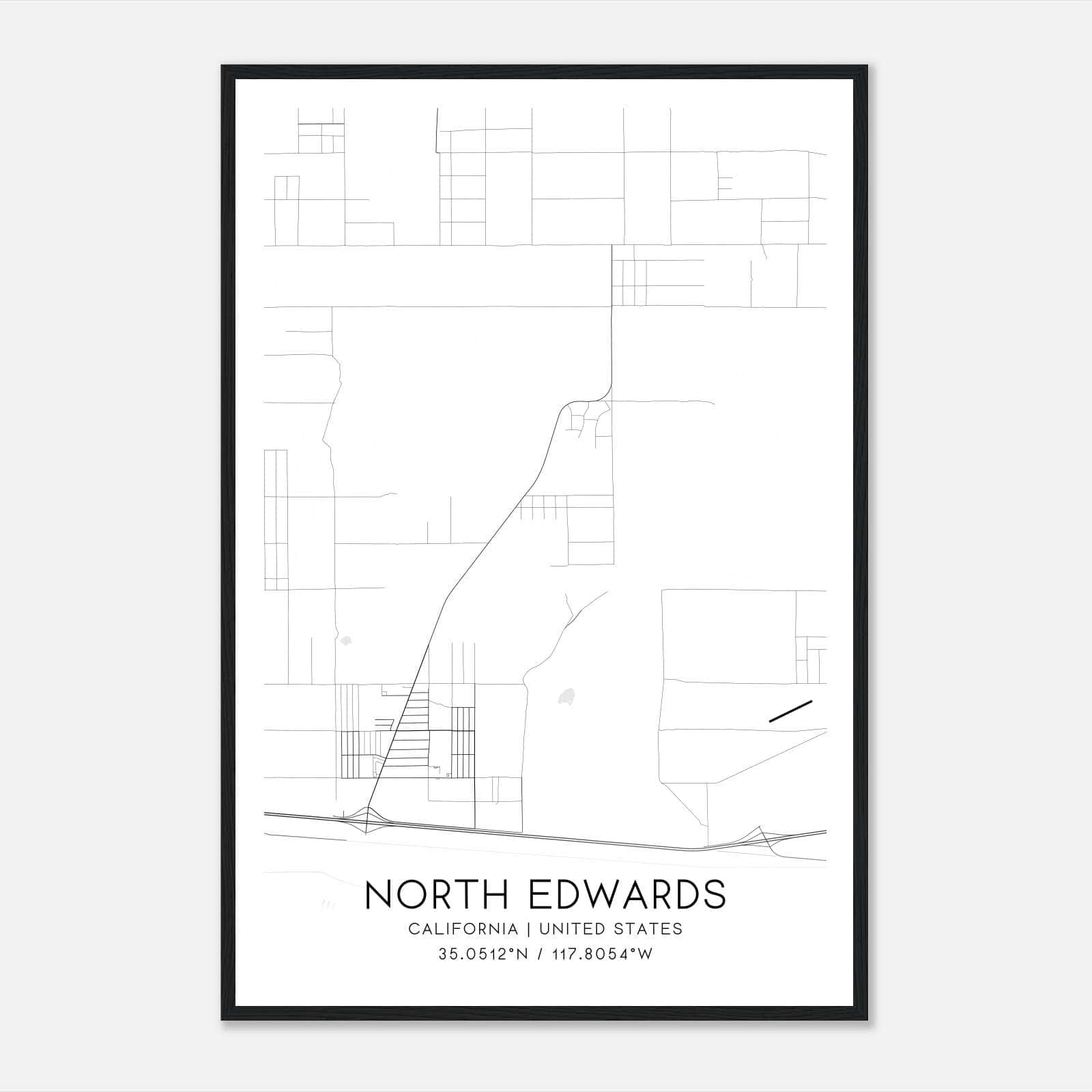 North Edwards California Map Poster, Modern Home Decor Wall Art Print ...