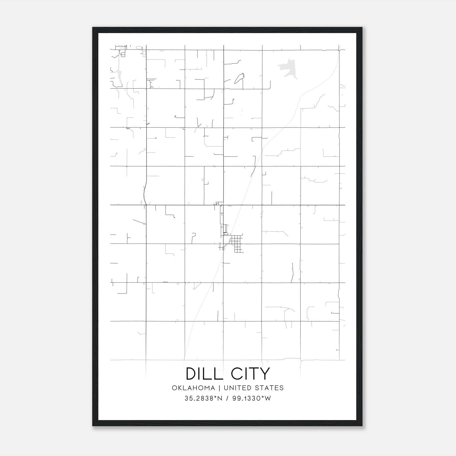 Dill City Oklahoma Map Poster, Modern Home Decor Wall Art Print ...