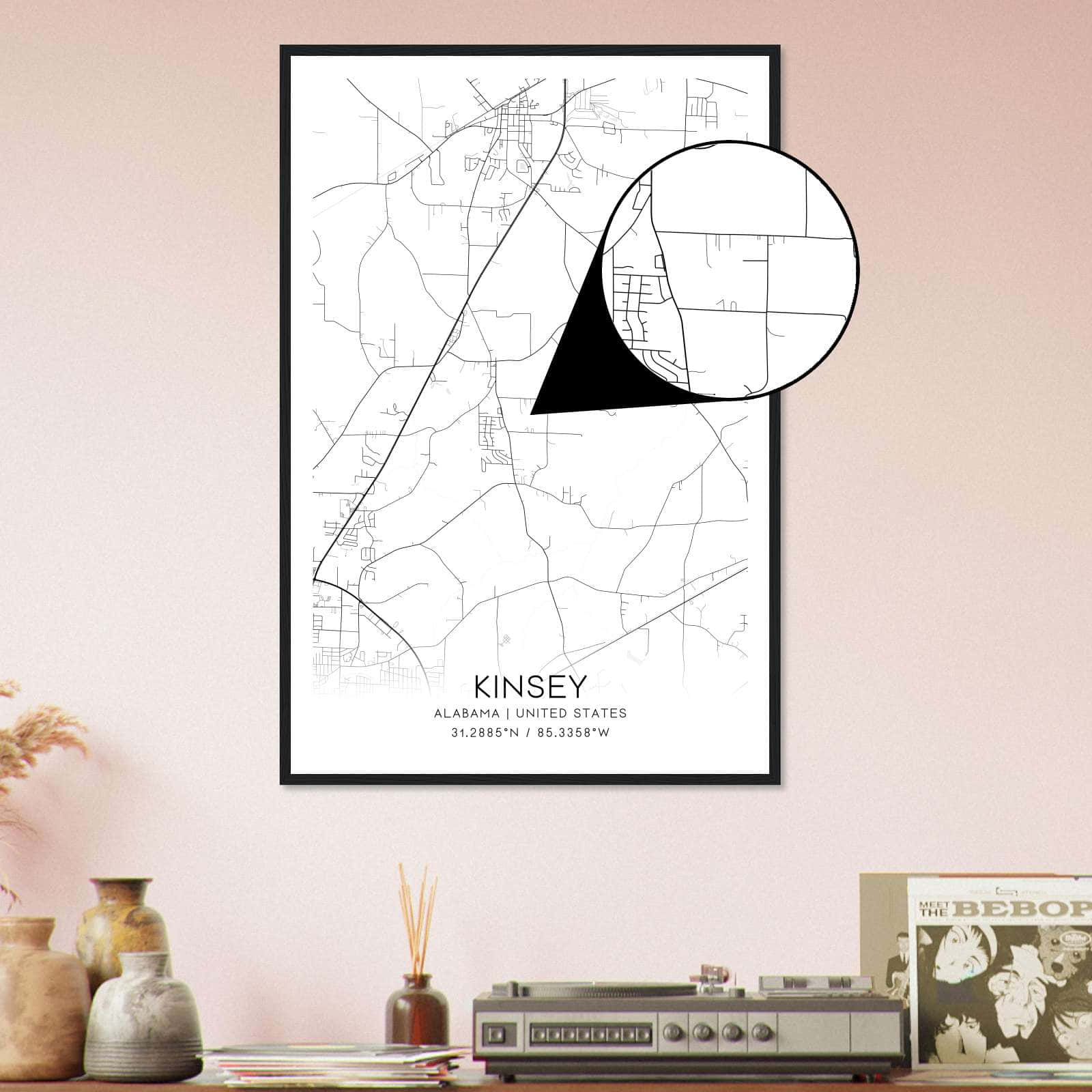 Kinsey Alabama Map Poster, Modern Home Decor Wall Art Print - Custom ...
