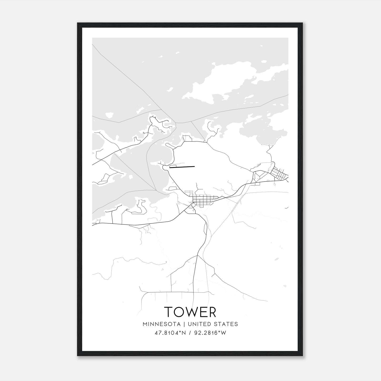 Tower Minnesota Map Poster, Modern Home Decor Wall Art Print - Custom ...