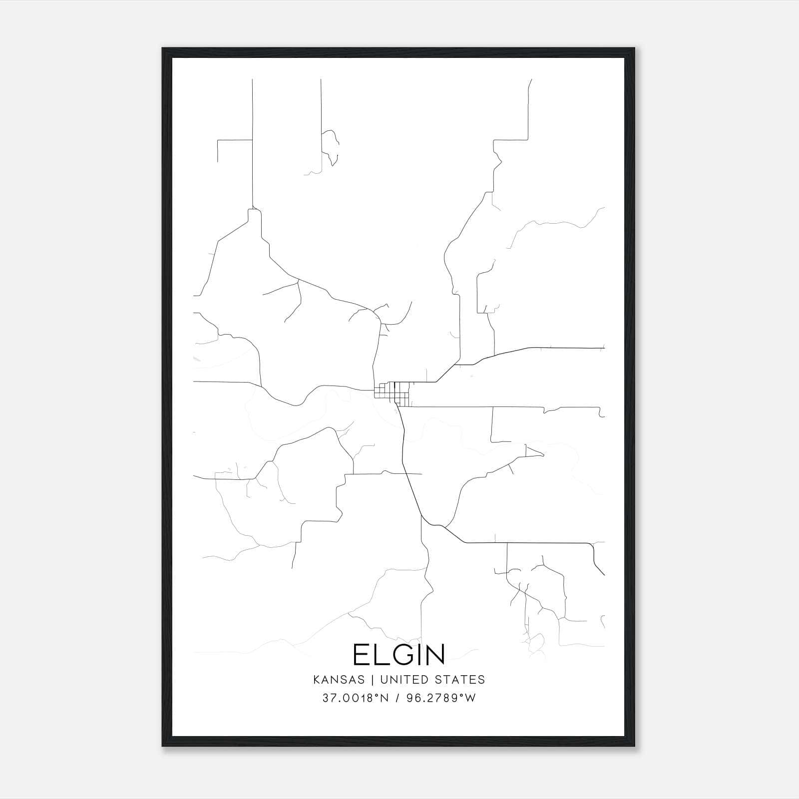 Elgin Kansas Map Poster, Modern Home Decor Wall Art Print - Custom Maps ...