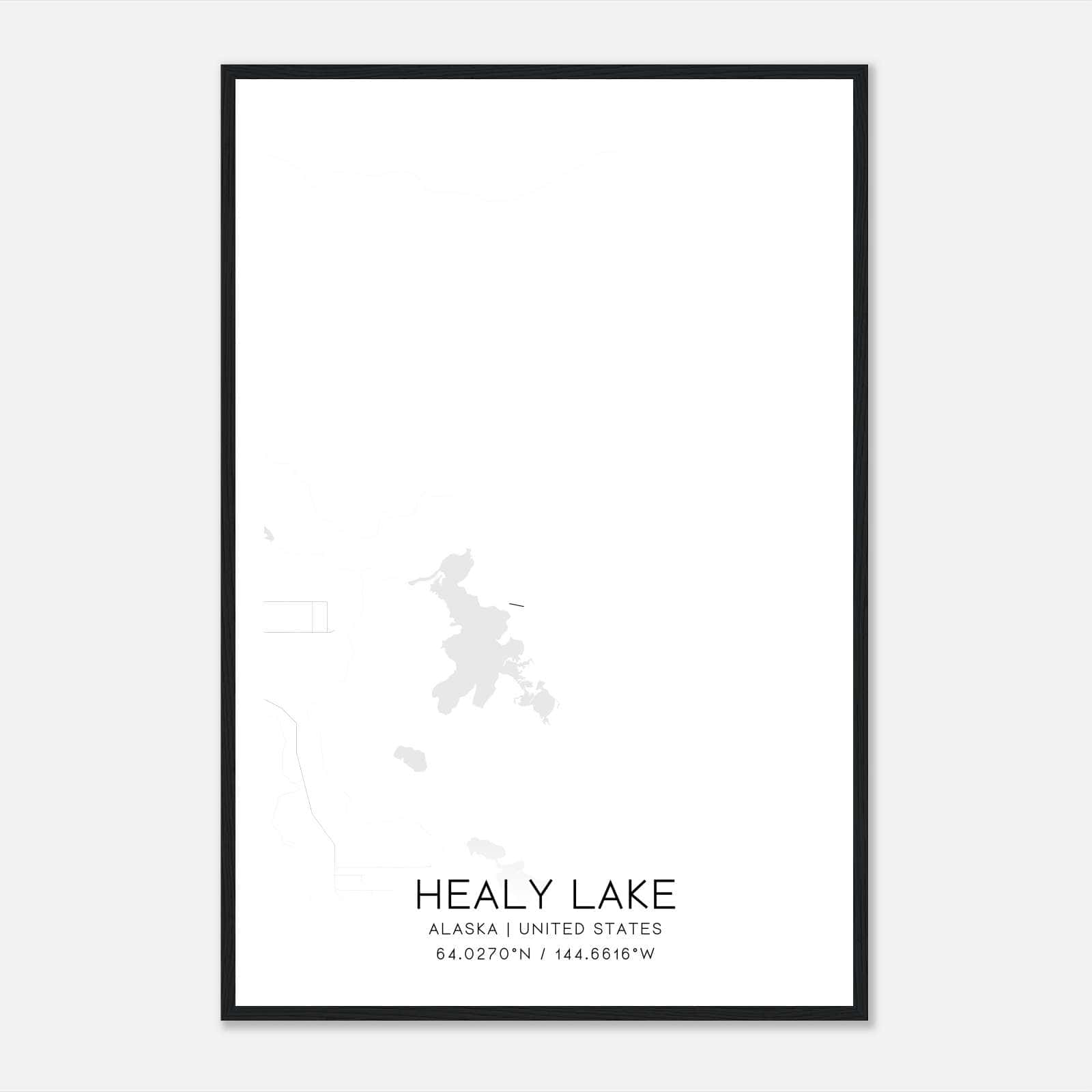 Healy Lake Alaska Map Poster, Modern Home Decor Wall Art Print - Custom ...