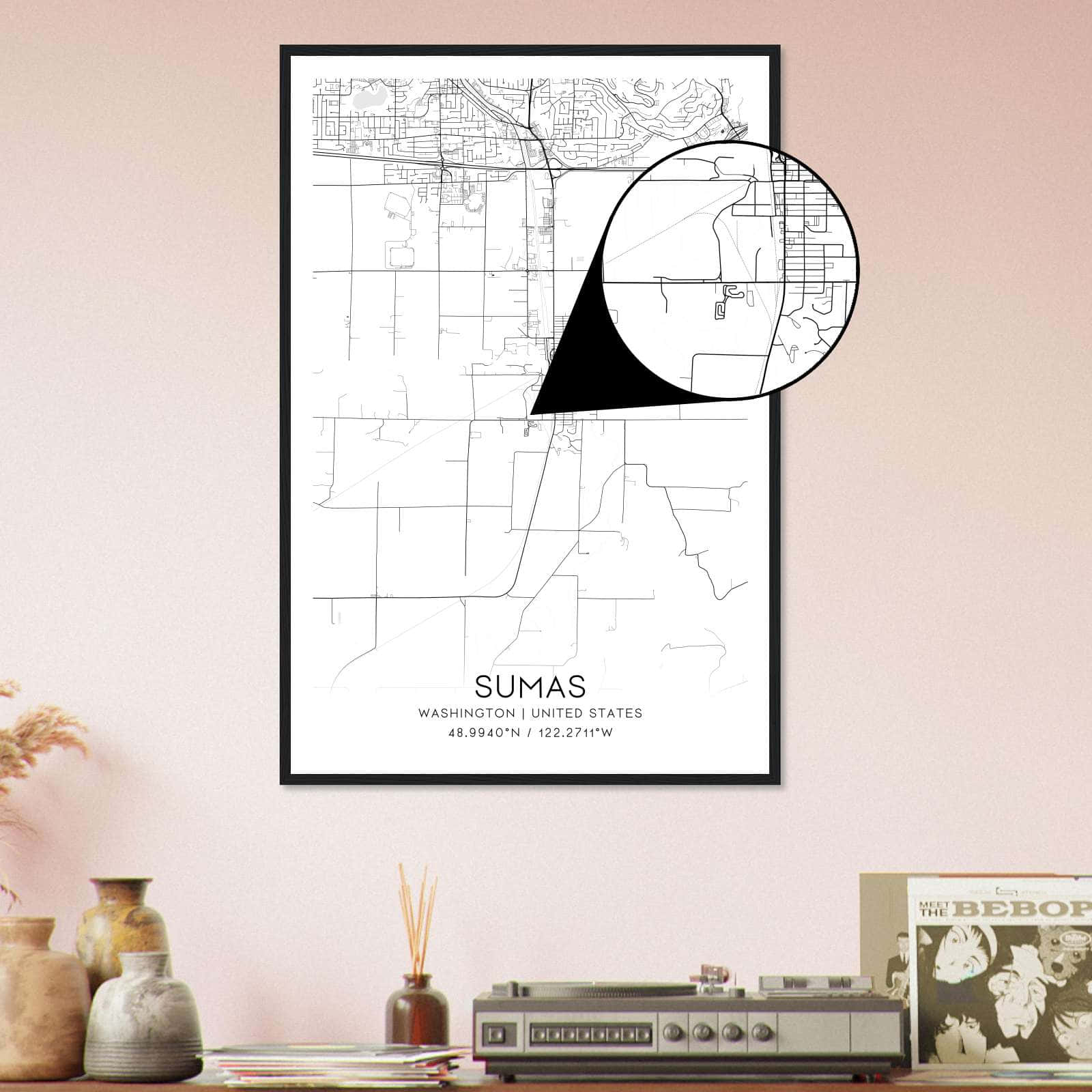 Sumas Washington Map Poster, Modern Home Decor Wall Art Print - Custom ...