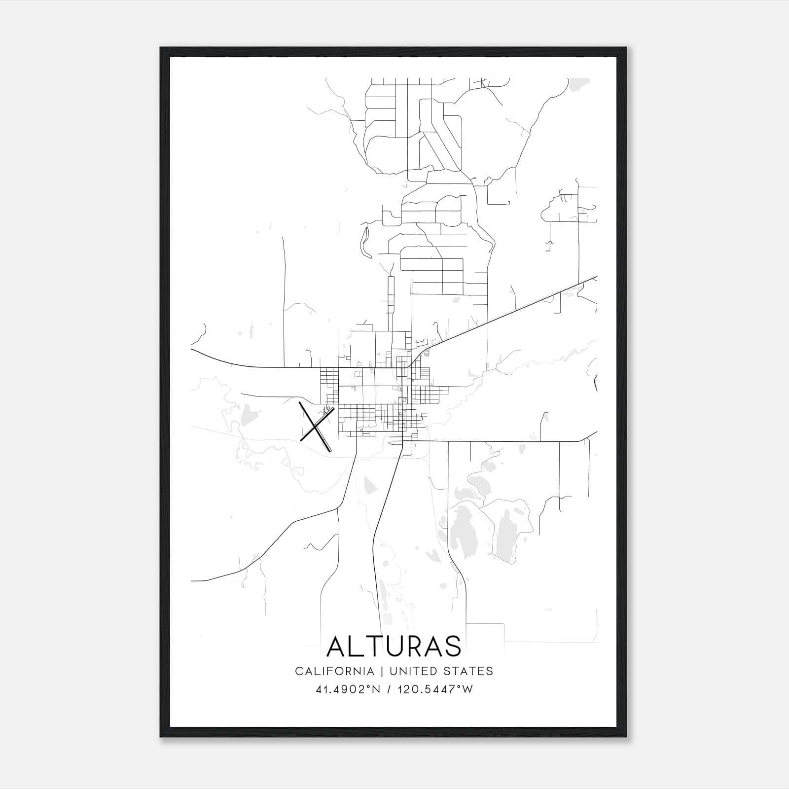 Alturas California Map Poster, Modern Home Decor Wall Art Print ...