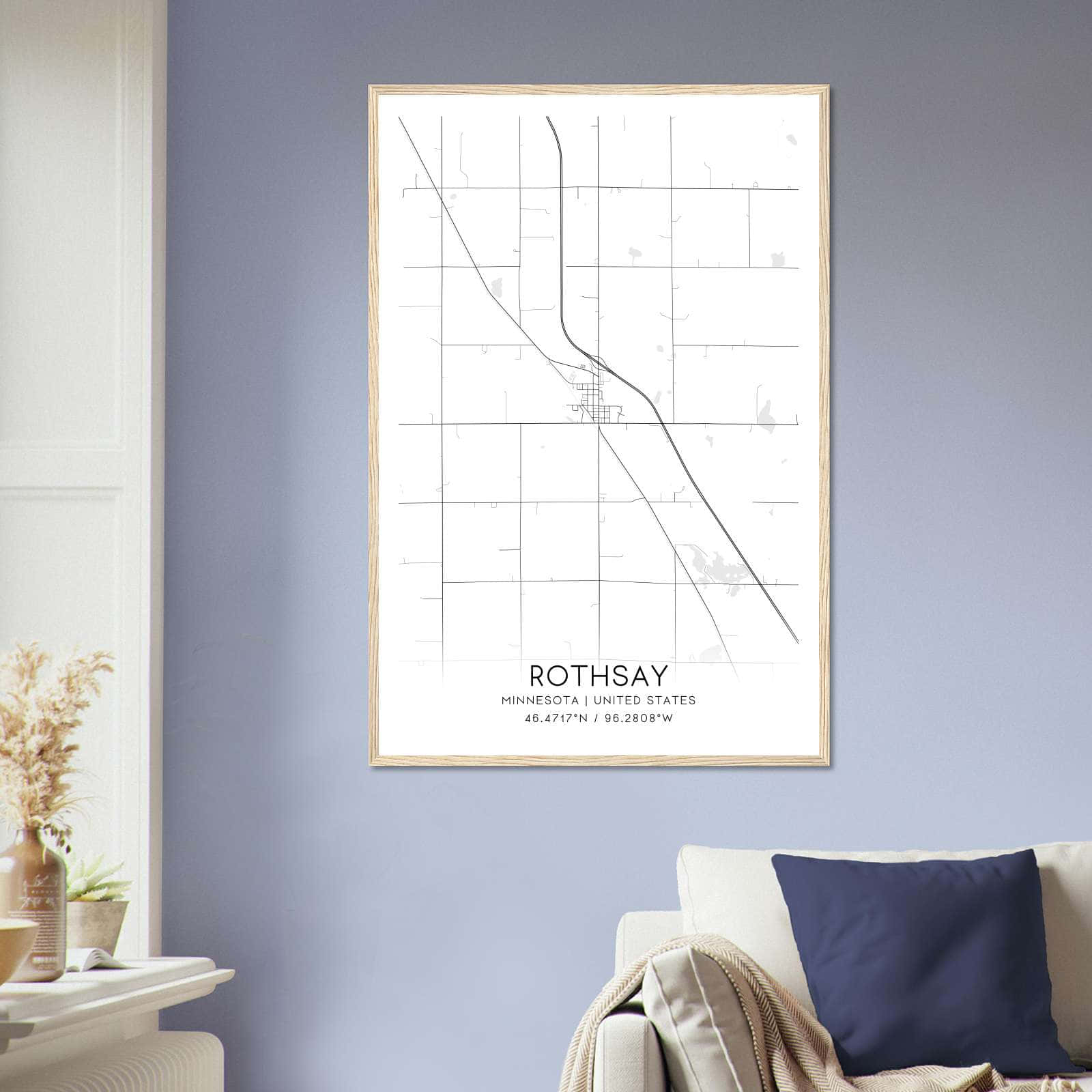 Rothsay Minnesota Map Poster, Modern Home Decor Wall Art Print - Custom ...