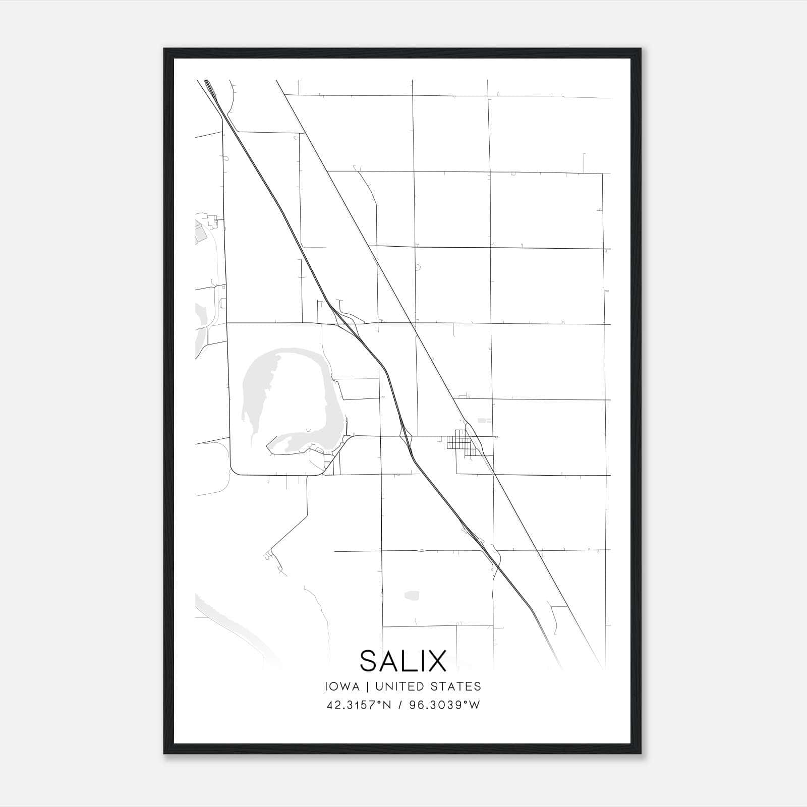 Salix Iowa Map Poster, Modern Home Decor Wall Art Print - Custom Maps ...