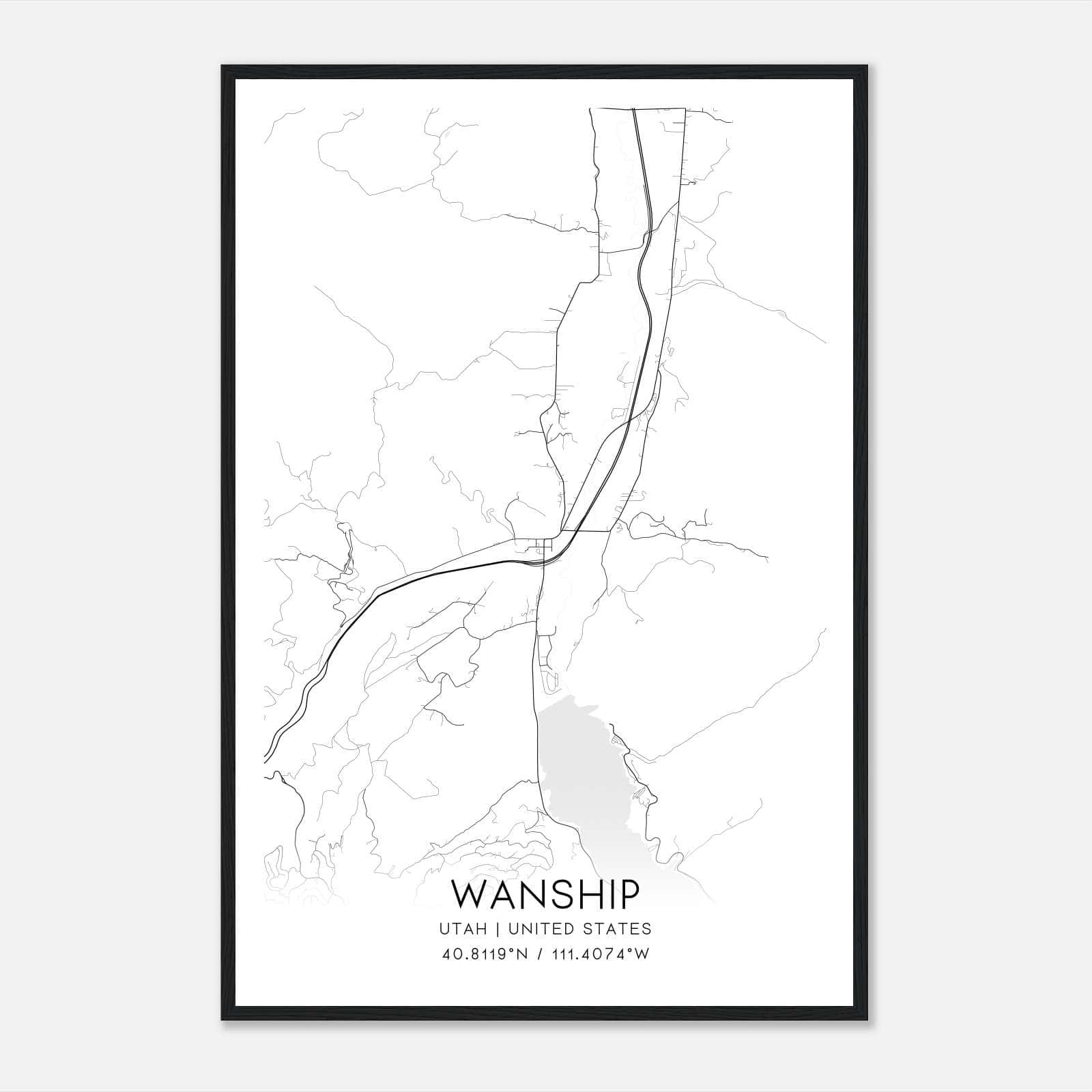 Wanship Utah Map Poster, Modern Home Decor Wall Art Print - Custom Maps & Posters