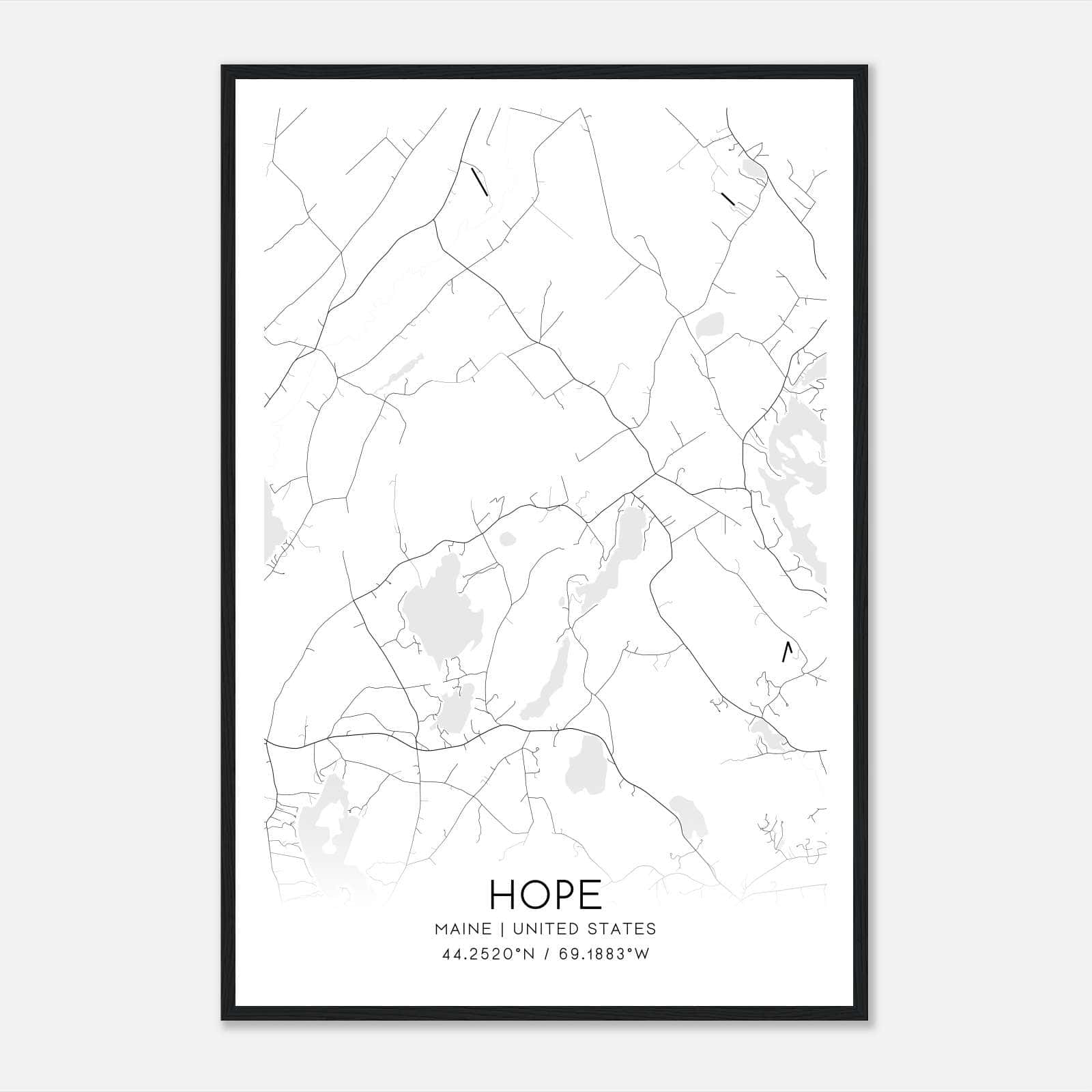 Hope Maine Map Poster, Modern Home Decor Wall Art Print - Custom Maps ...