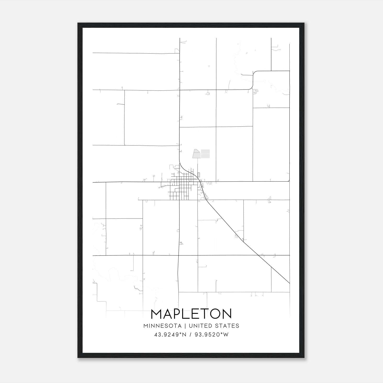Mapleton Minnesota Map Poster, Modern Home Decor Wall Art Print ...