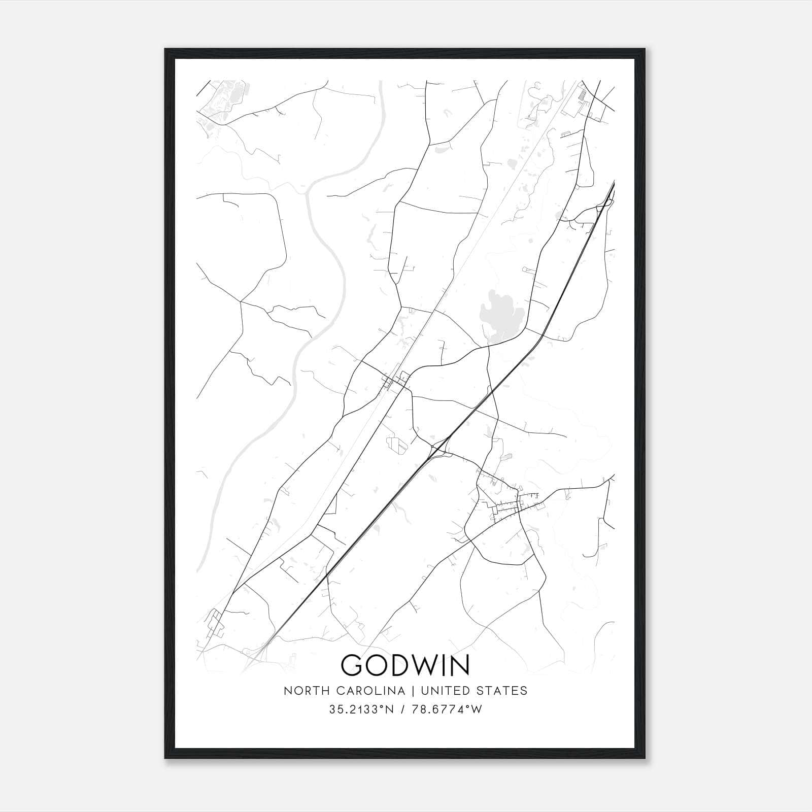 Godwin North Carolina Map Poster, Modern Home Decor Wall Art Print ...