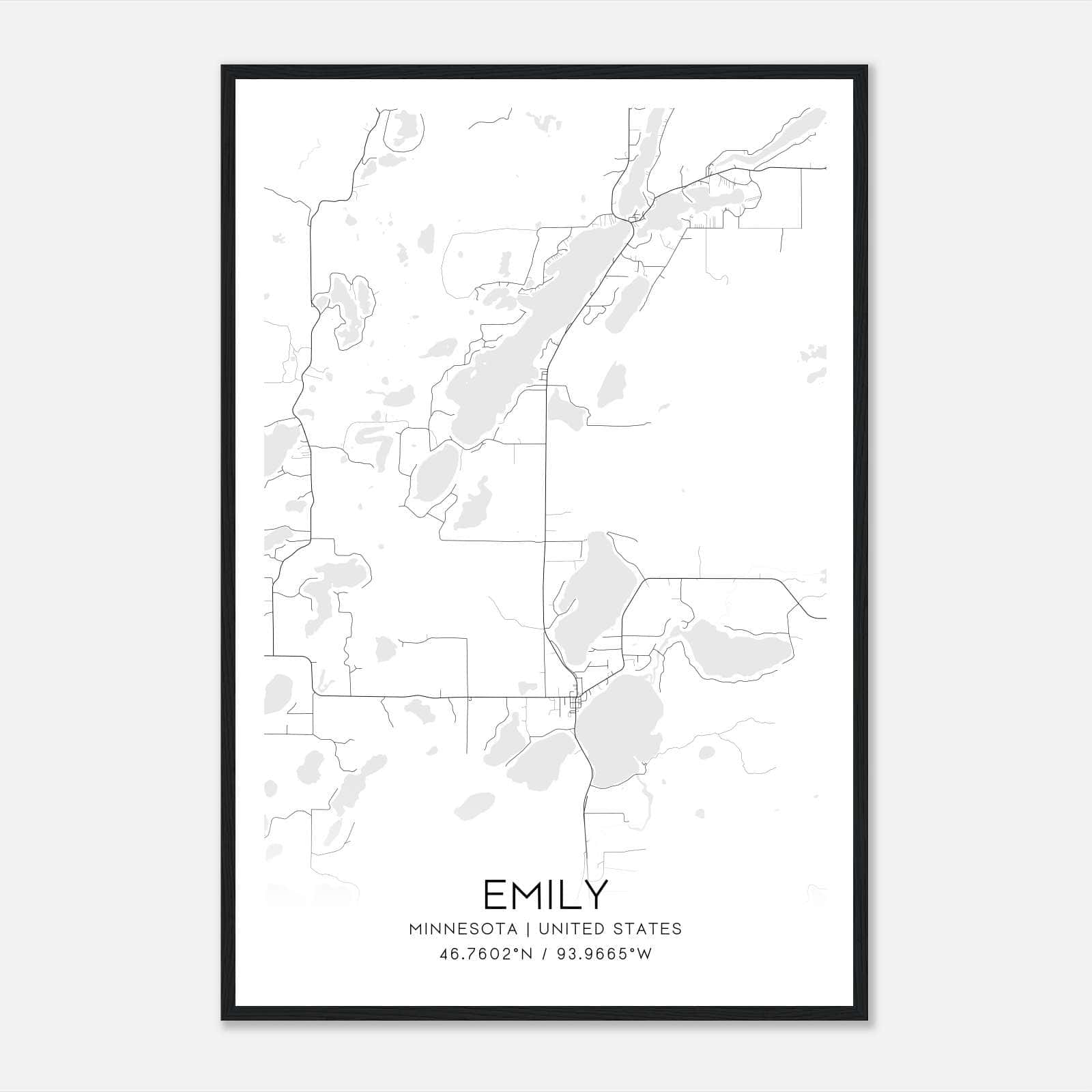 Emily Minnesota Map Poster, Modern Home Decor Wall Art Print - Custom ...