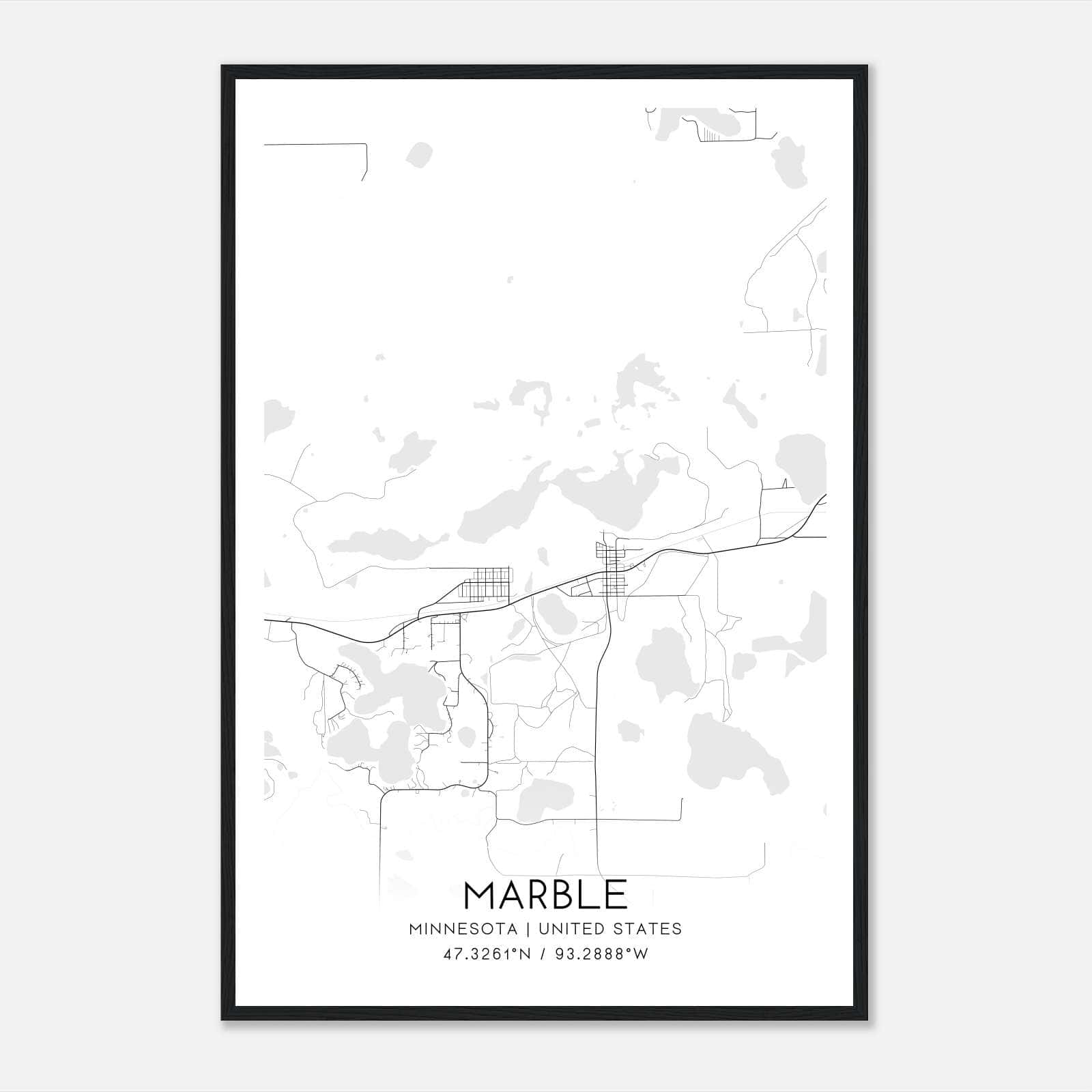 Marble Minnesota Map Poster, Modern Home Decor Wall Art Print - Custom ...