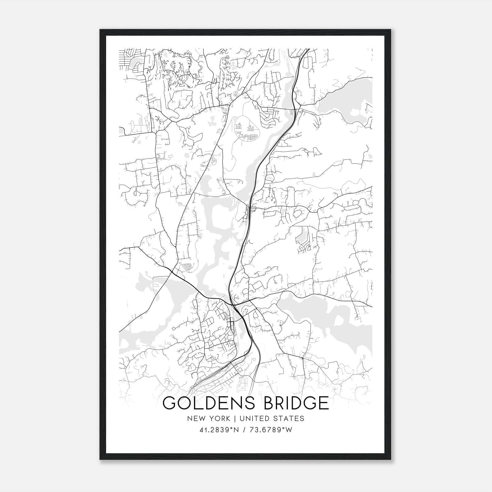 Goldens Bridge New York Map Poster, Modern Home Decor Wall Art Print ...