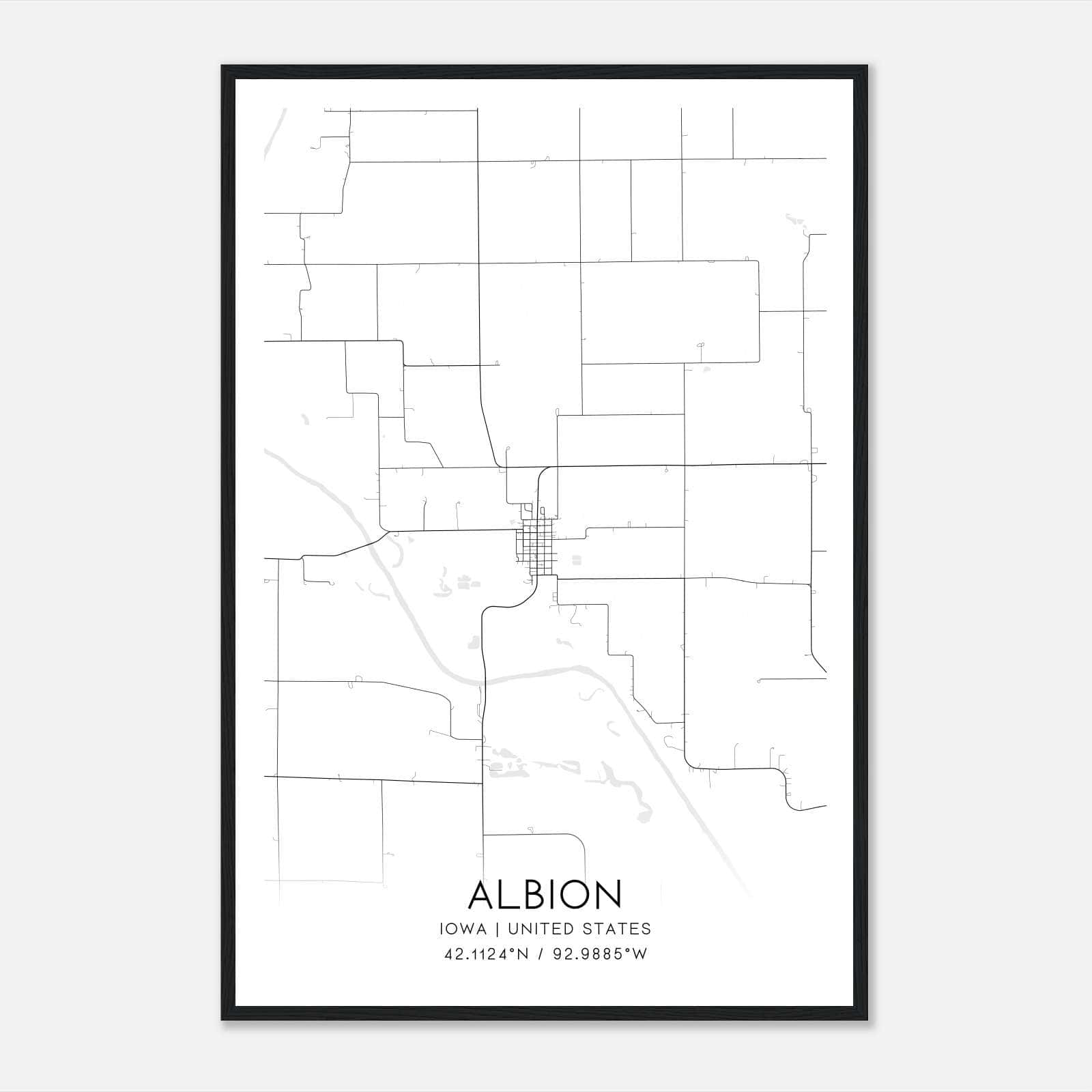 Albion Iowa Map Poster, Modern Home Decor Wall Art Print - Custom Maps ...