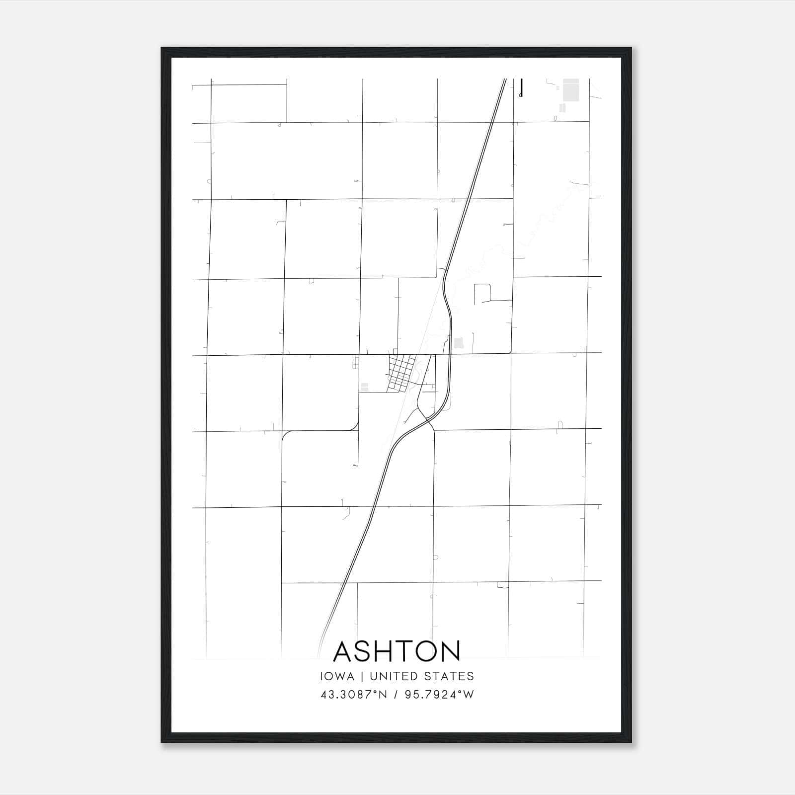 Ashton Iowa Map Poster, Modern Home Decor Wall Art Print - Custom Maps ...