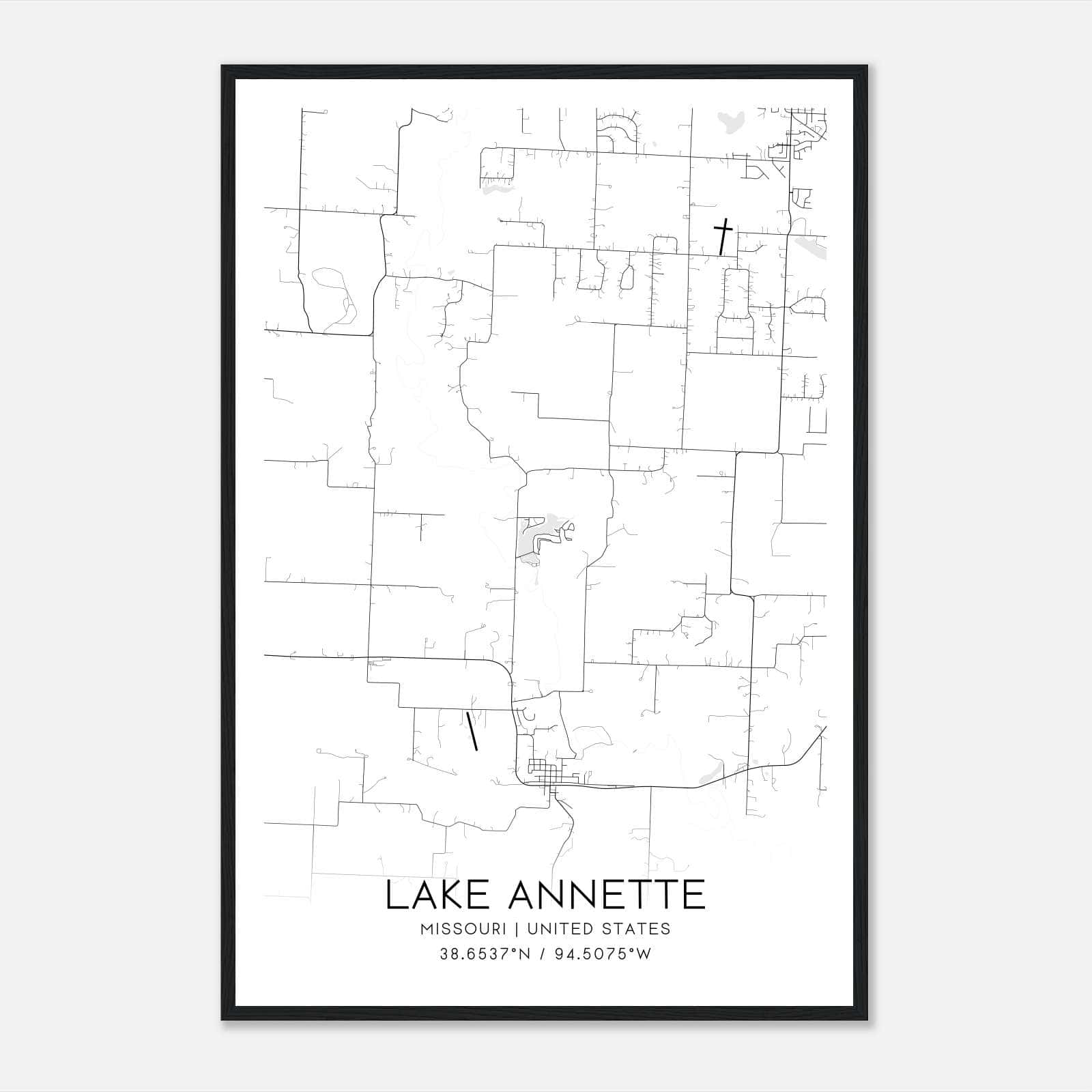 Lake Annette Missouri Map Poster, Modern Home Decor Wall Art Print ...