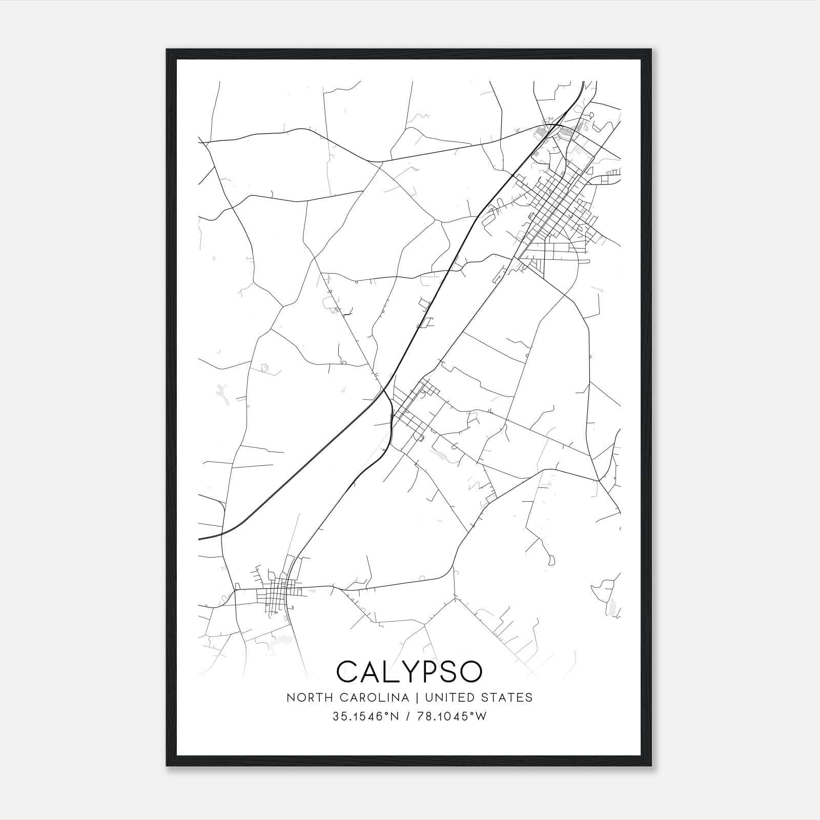 Calypso North Carolina Map Poster, Modern Home Decor Wall Art Print ...