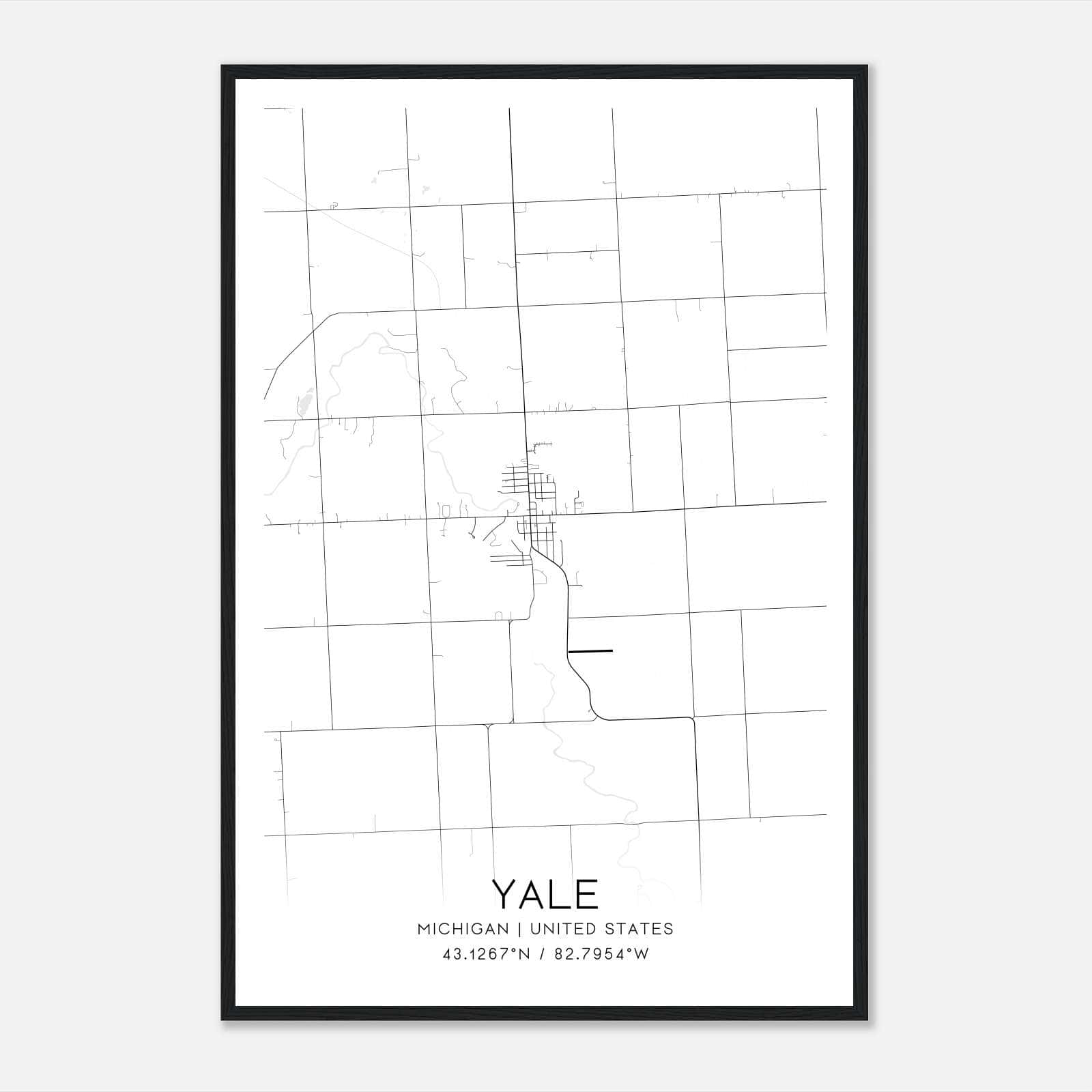 Yale Michigan Map Poster, Modern Home Decor Wall Art Print - Custom ...