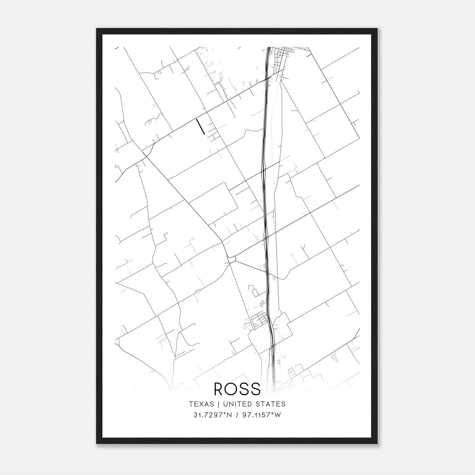 Ross Texas Map Poster, Modern Home Decor Wall Art Print - Custom Maps ...