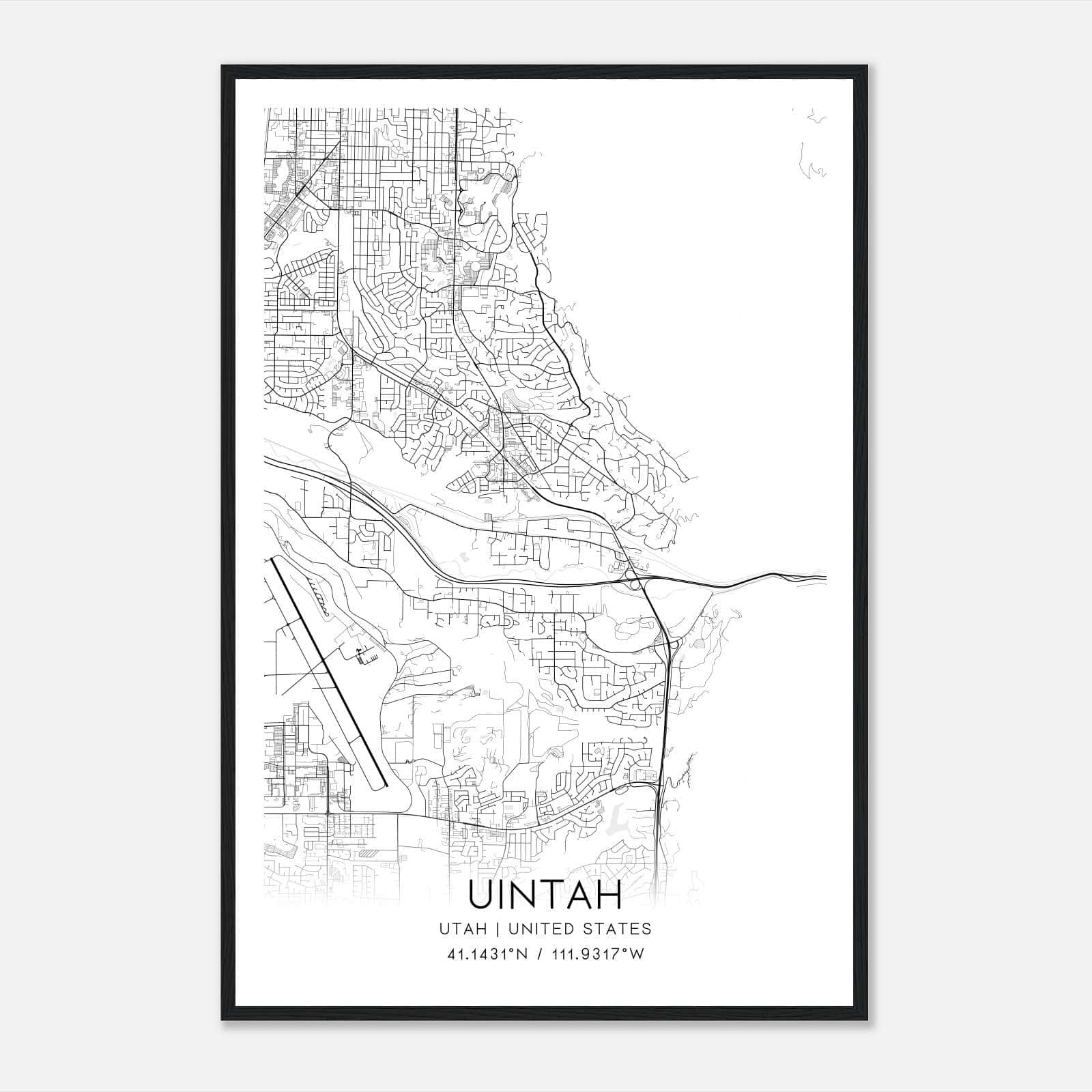 Uintah Utah Map Poster, Modern Home Decor Wall Art Print - Custom Maps & Posters