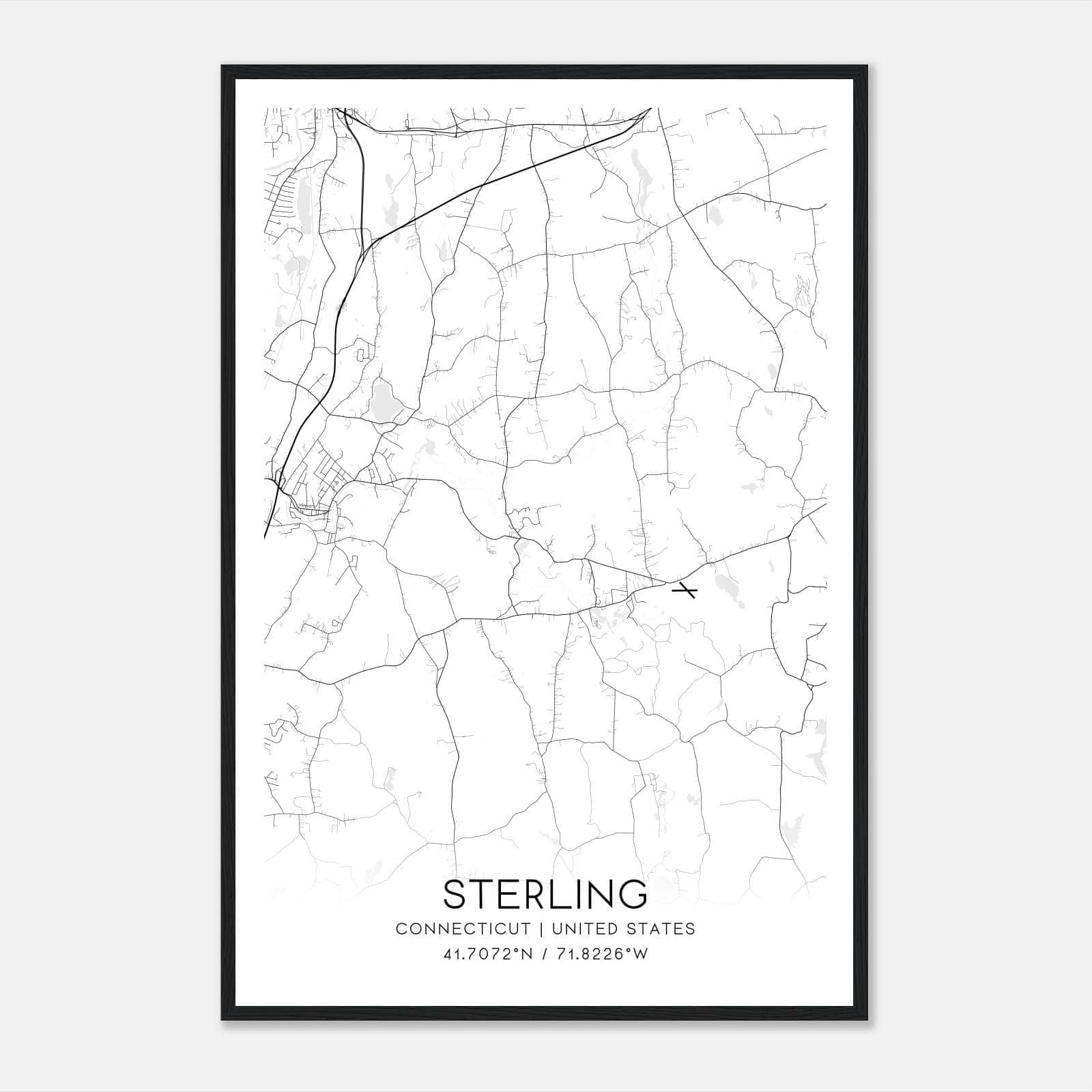 Sterling Connecticut Map Poster, Modern Home Decor Wall Art Print ...