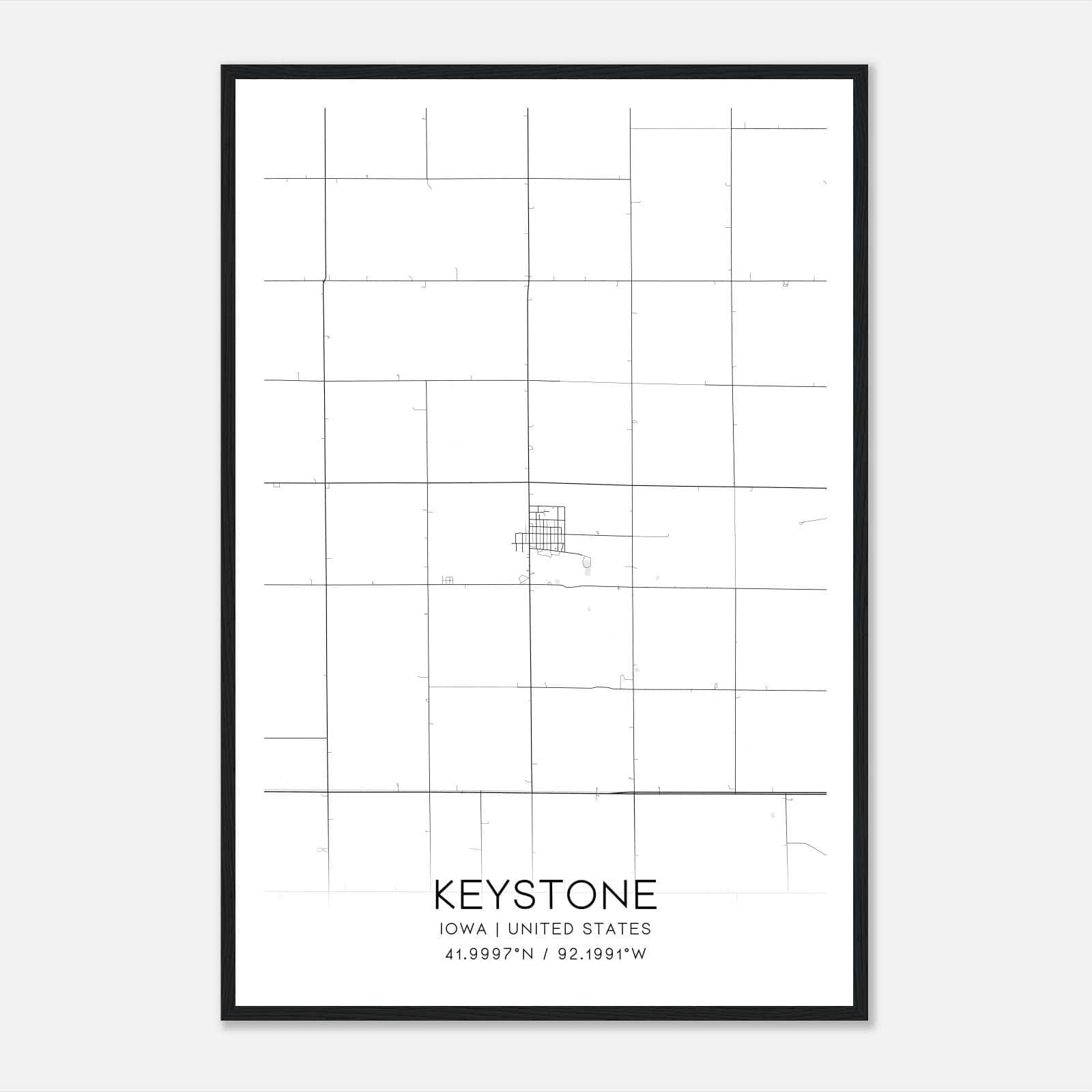 Keystone Iowa Map Poster, Modern Home Decor Wall Art Print - Custom ...