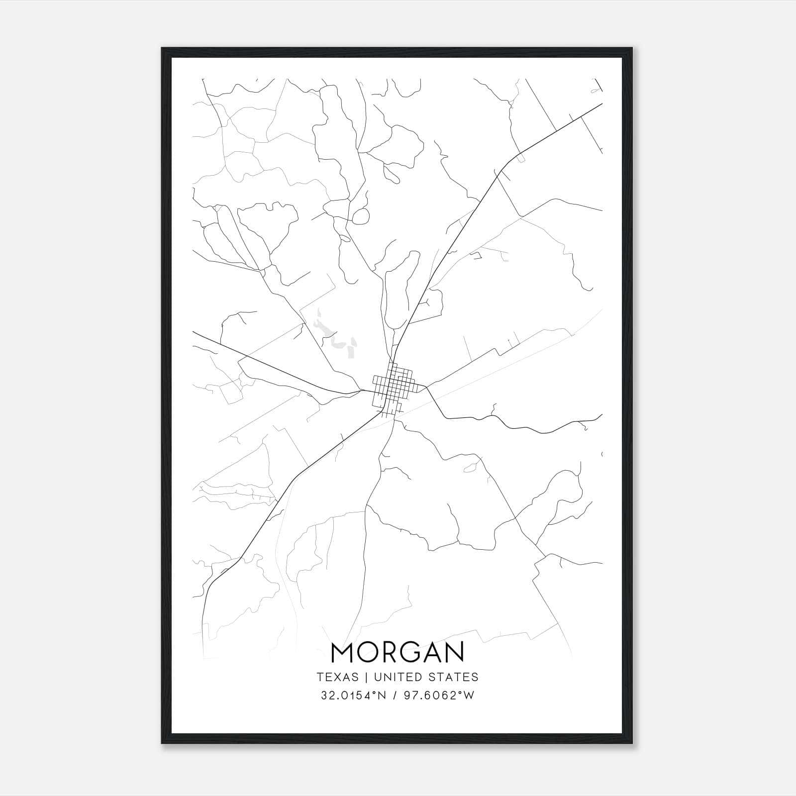 Morgan Texas Map Poster, Modern Home Decor Wall Art Print - Custom Maps ...
