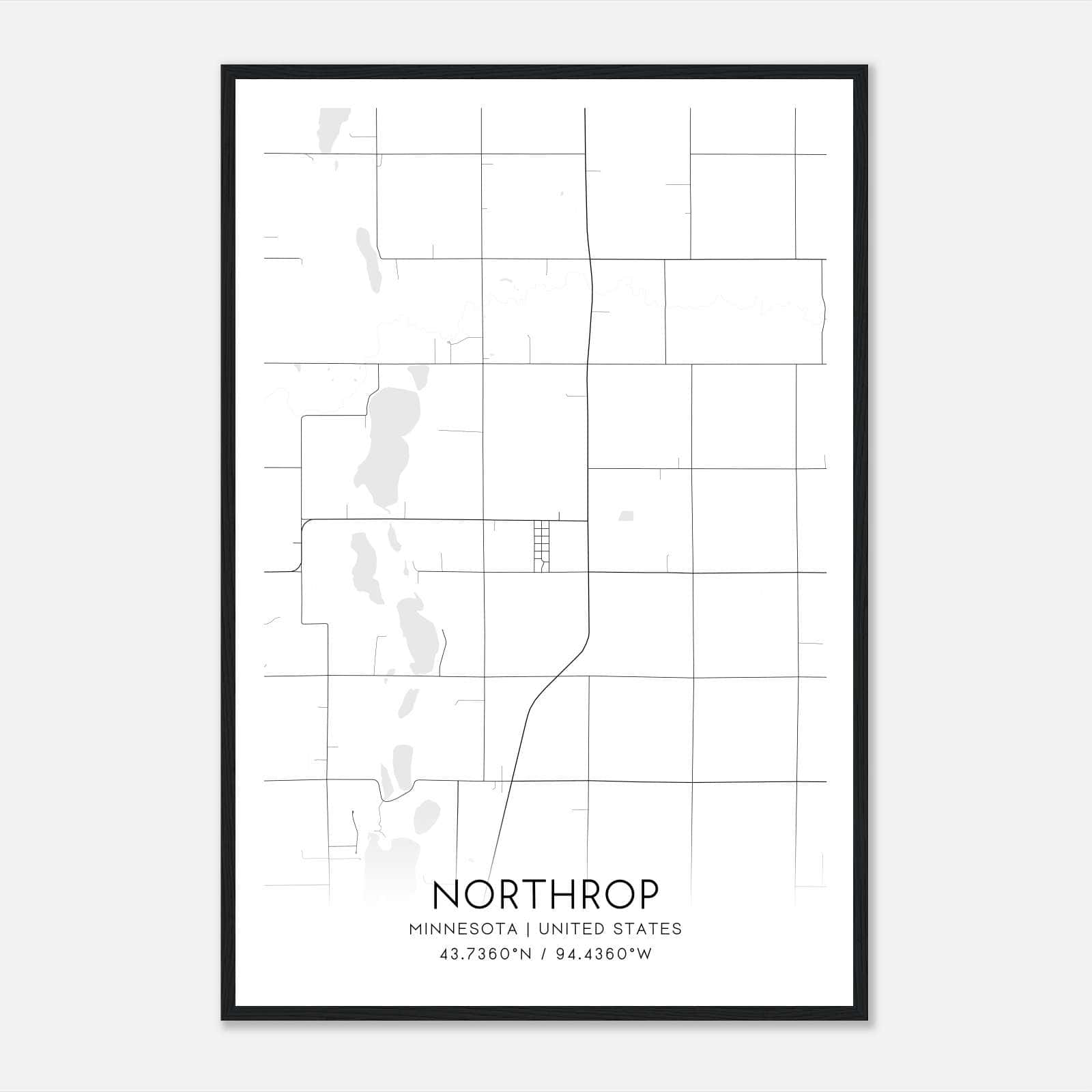 Northrop Minnesota Map Poster, Modern Home Decor Wall Art Print ...