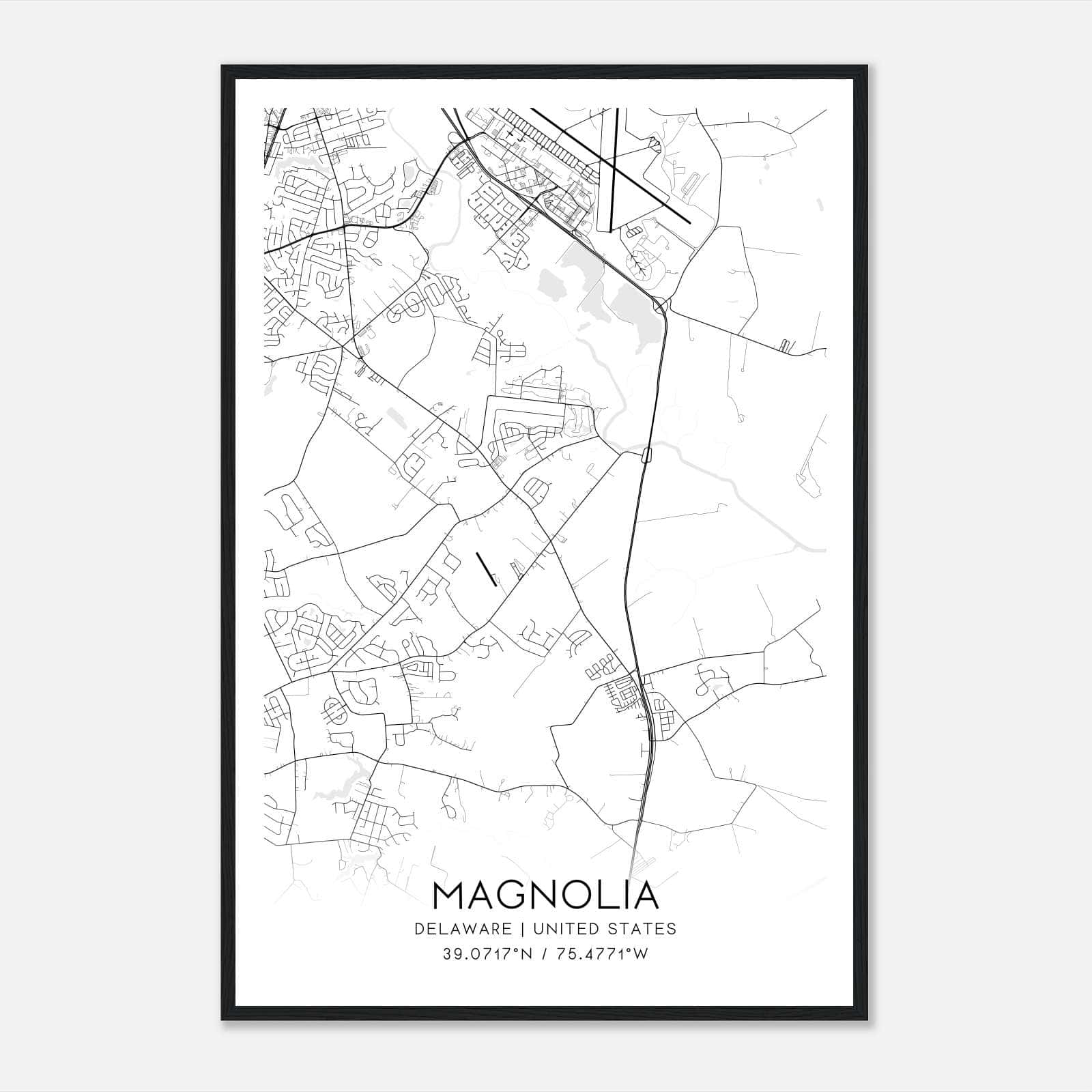 Magnolia Delaware Map Poster, Modern Home Decor Wall Art Print - Custom ...