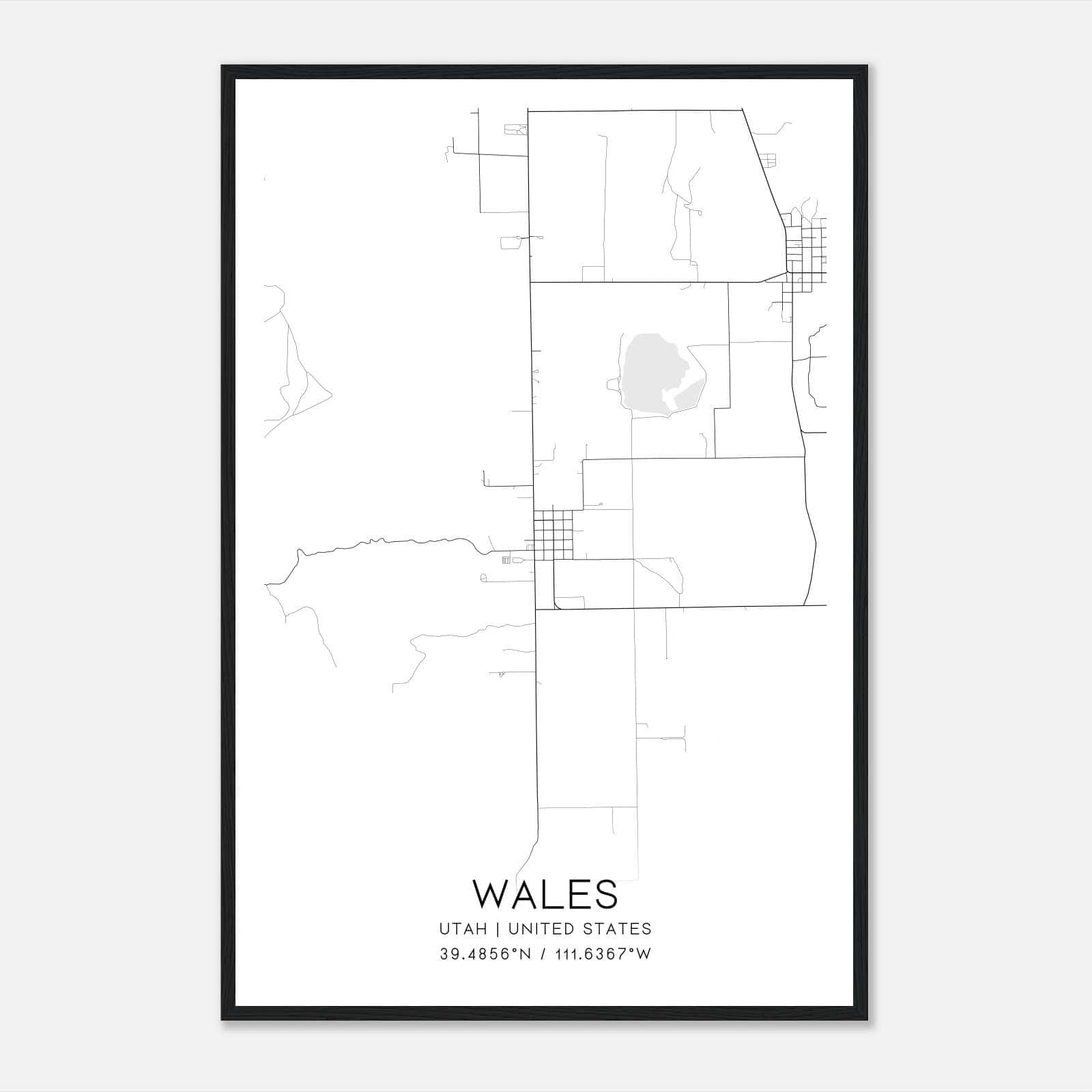Wales Utah Map Poster, Modern Home Decor Wall Art Print - Custom Maps & Posters