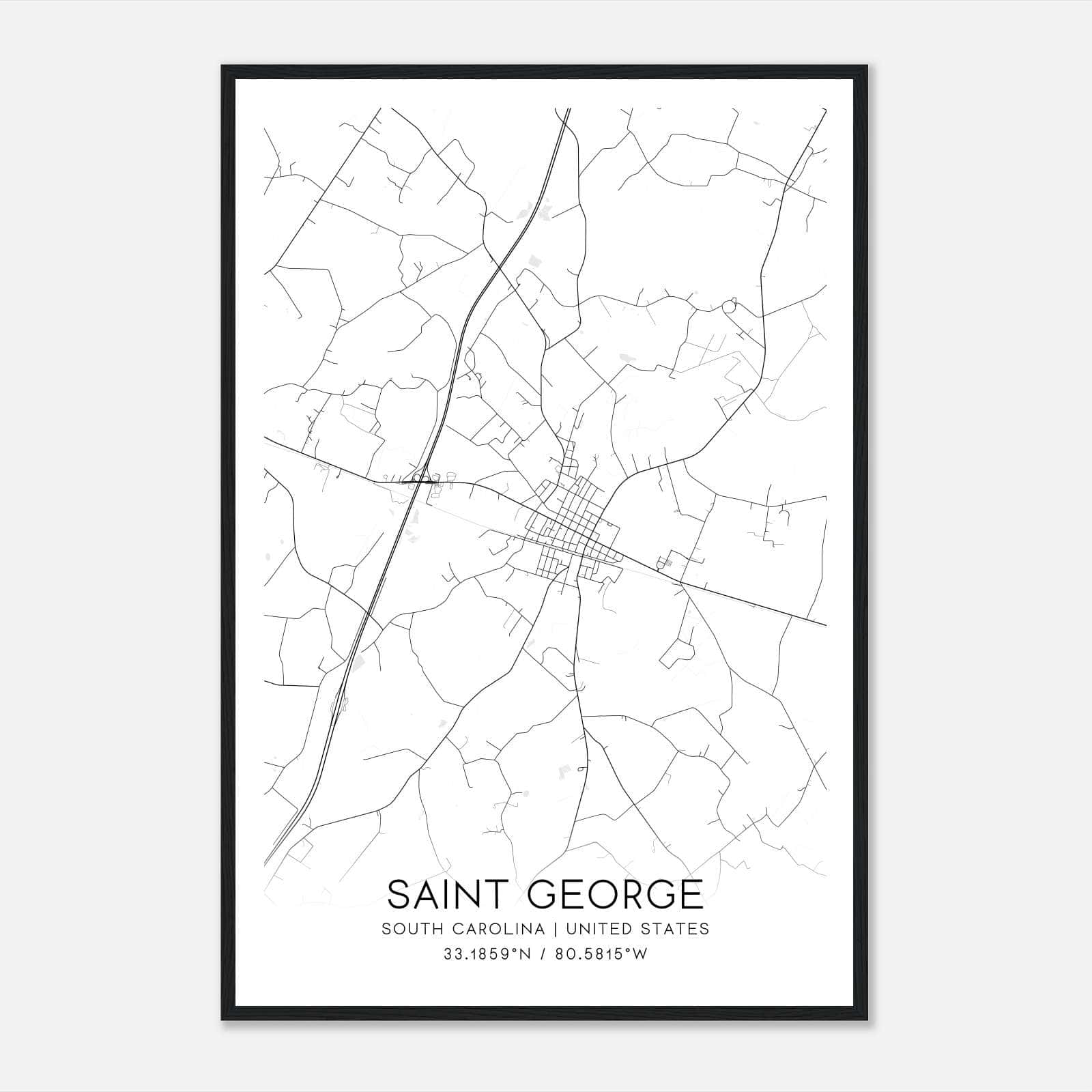 Saint George South Carolina Map Poster, Modern Home Decor Wall Art ...