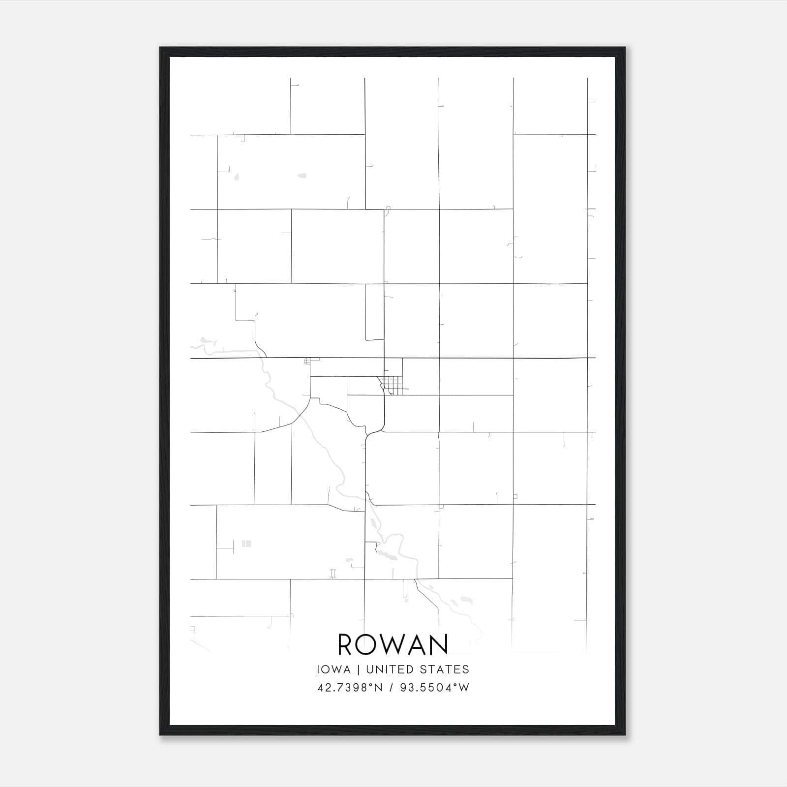 Rowan Iowa Map Poster, Modern Home Decor Wall Art Print - Custom Maps ...