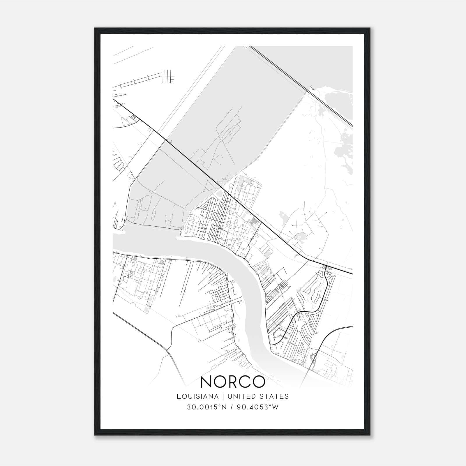 Norco Louisiana Map Poster, Modern Home Decor Wall Art Print - Custom ...