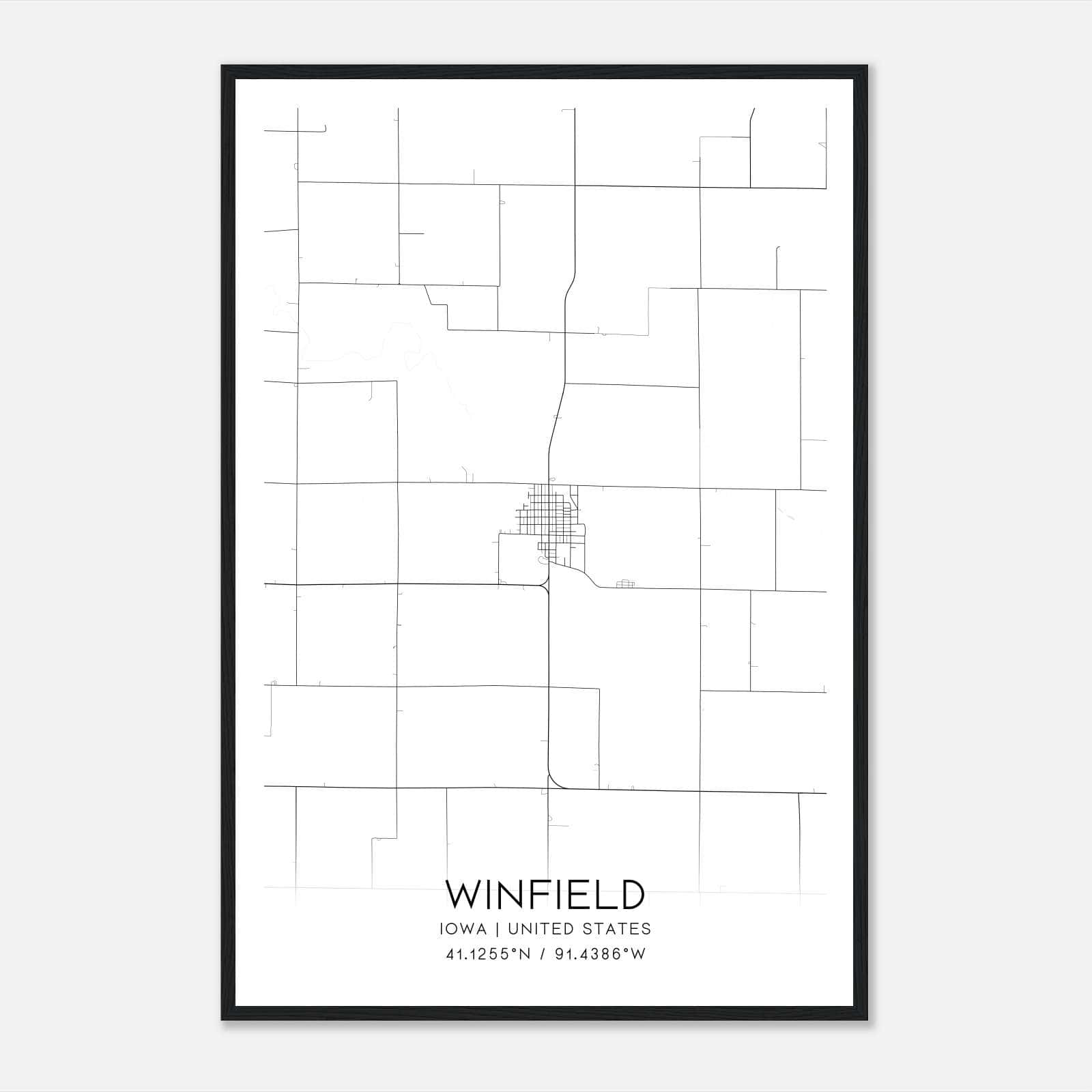 Winfield Iowa Map Poster, Modern Home Decor Wall Art Print - Custom ...