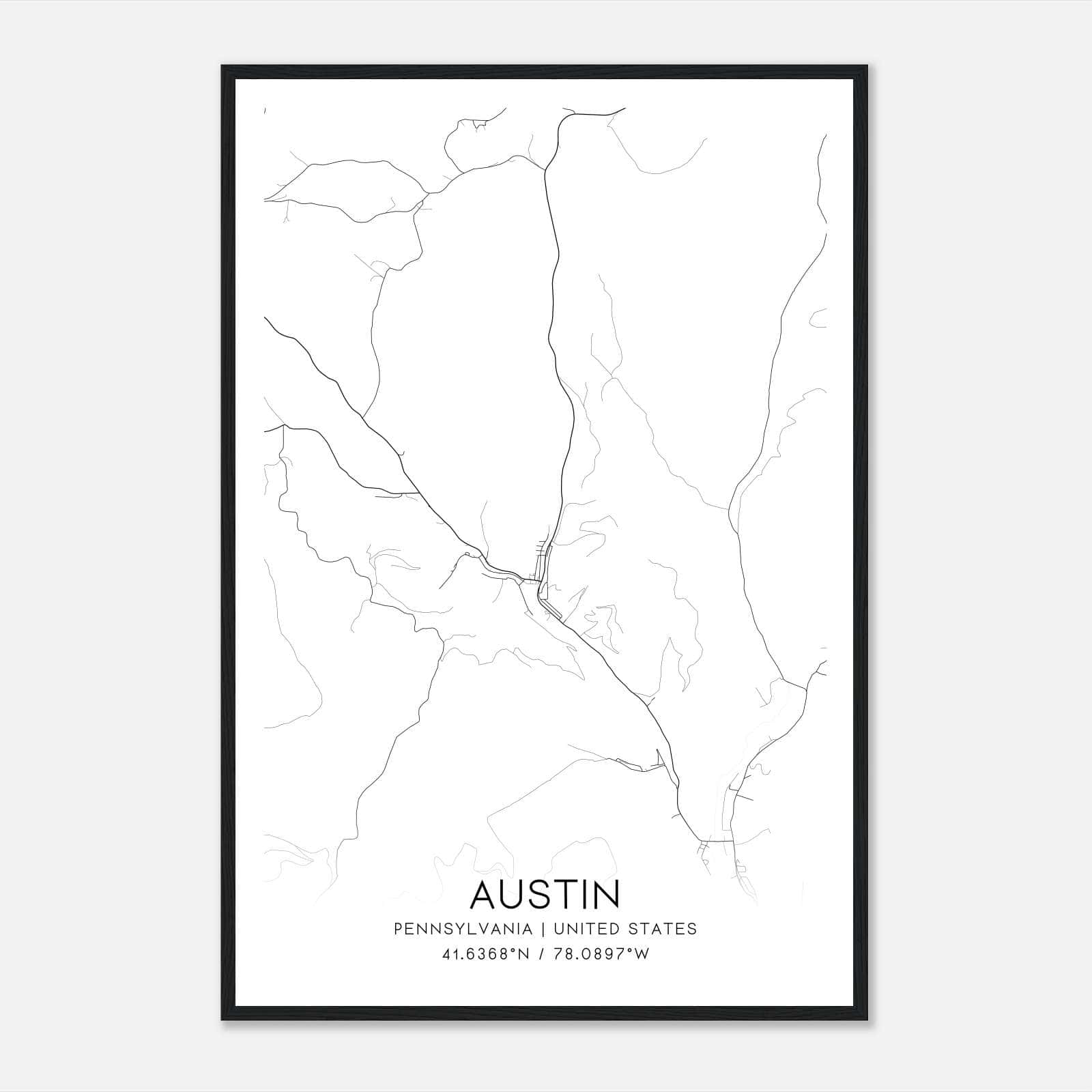 Austin Pennsylvania Map Poster, Modern Home Decor Wall Art Print ...