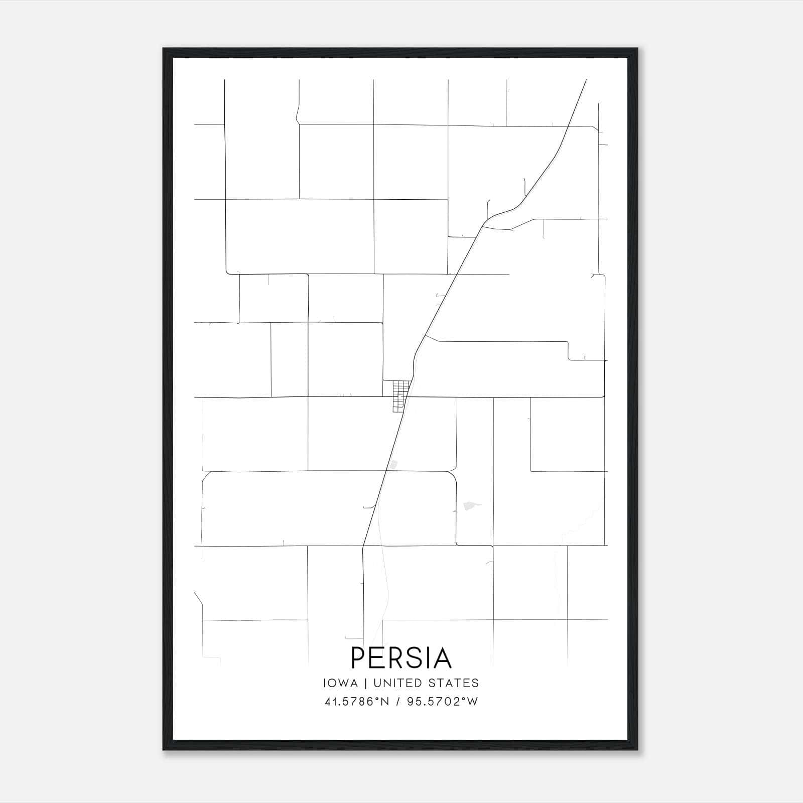 Persia Iowa Map Poster, Modern Home Decor Wall Art Print - Custom Maps ...
