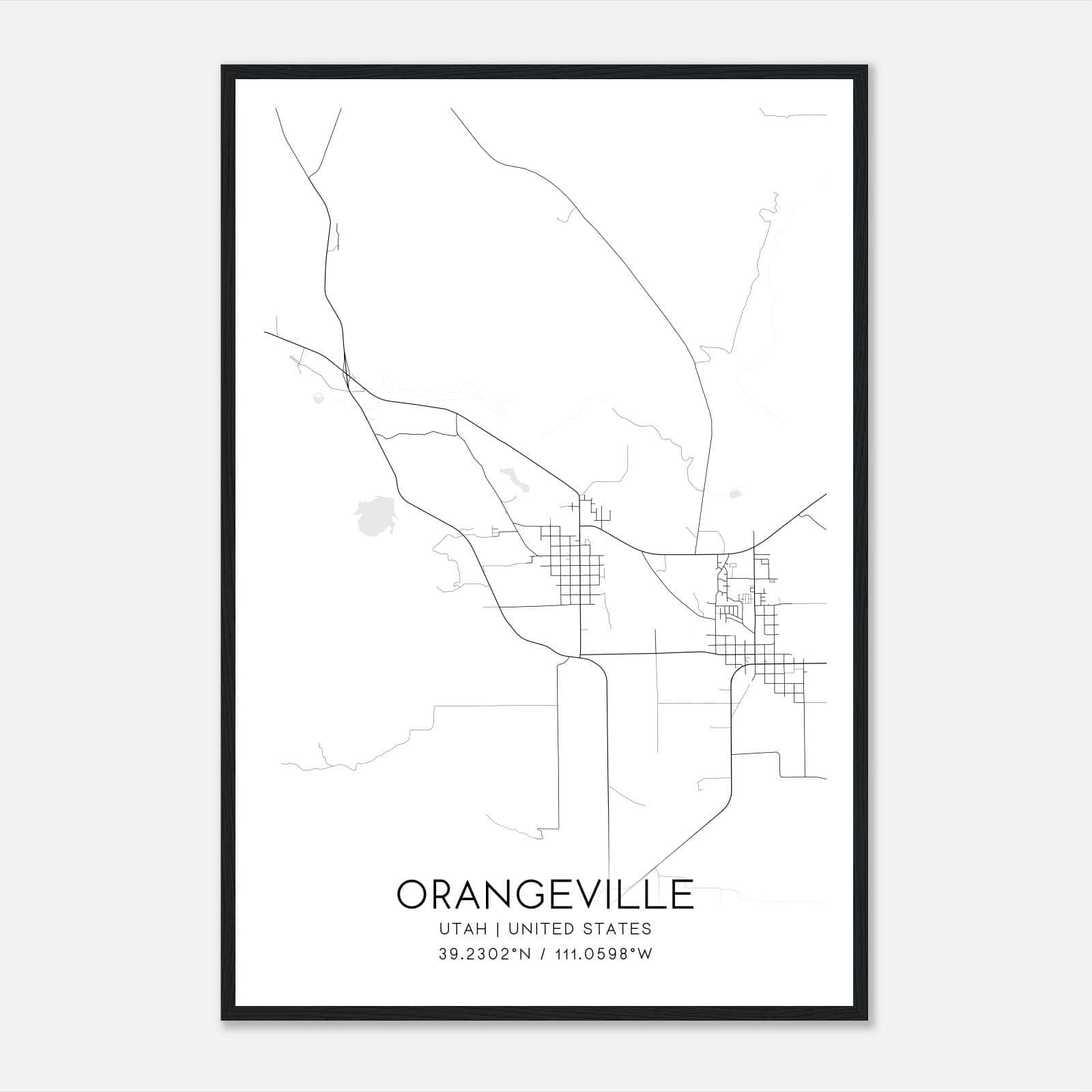 Orangeville Utah Map Poster, Modern Home Decor Wall Art Print - Custom Maps & Posters